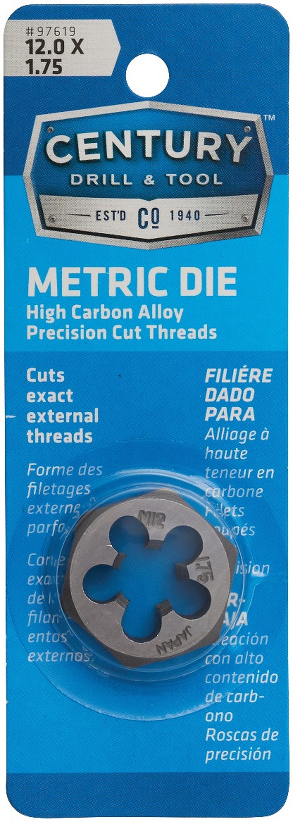 Century Drill & Tool Century Drill Tool 97619 Metric Hex Die 12.0 x 1. ...