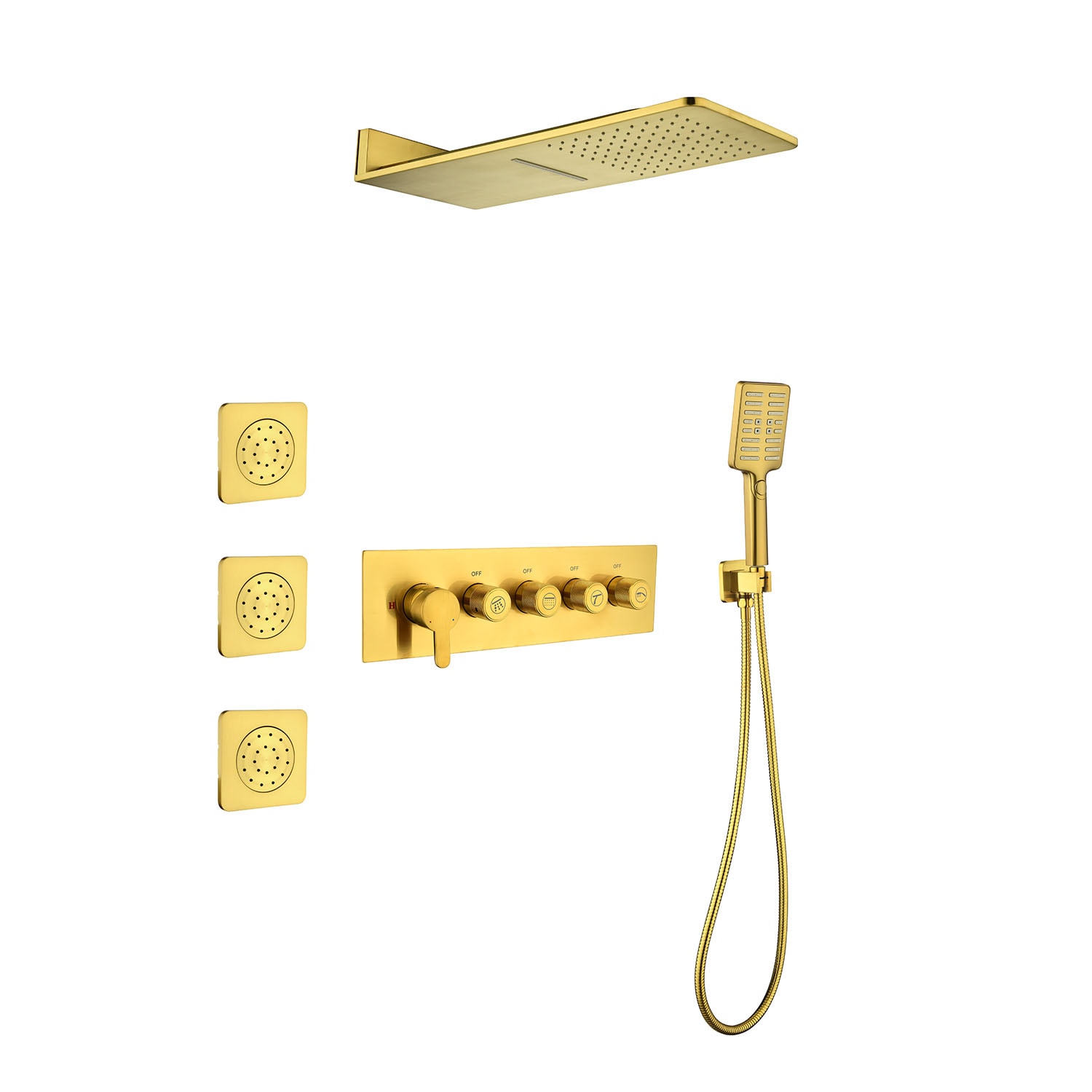 LOVMOR Wall Mounted Waterfall Rain Shower System With 3 Body Sprays and ...