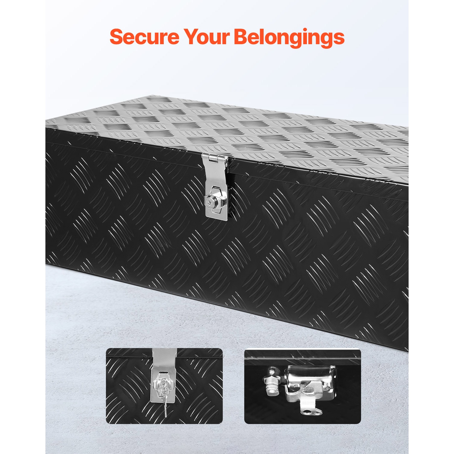 VEVOR Heavy Duty Aluminum Truck Bed Tool Box Stripes Plated Tool Box with Side Handle and Lock ...