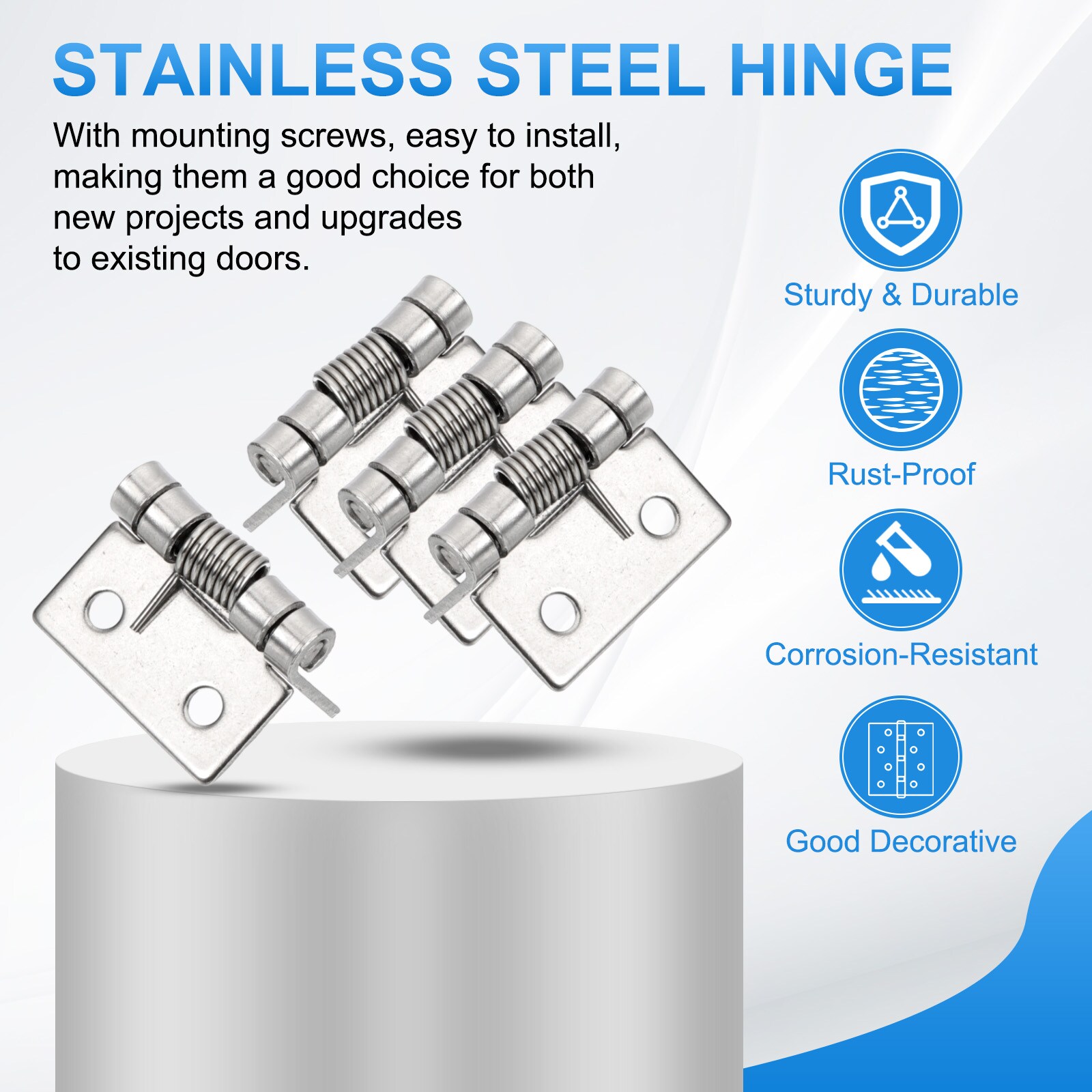PATIKIL 8pcs Spring Loaded Hinges 1inch 304 Stainless Steel Self ...