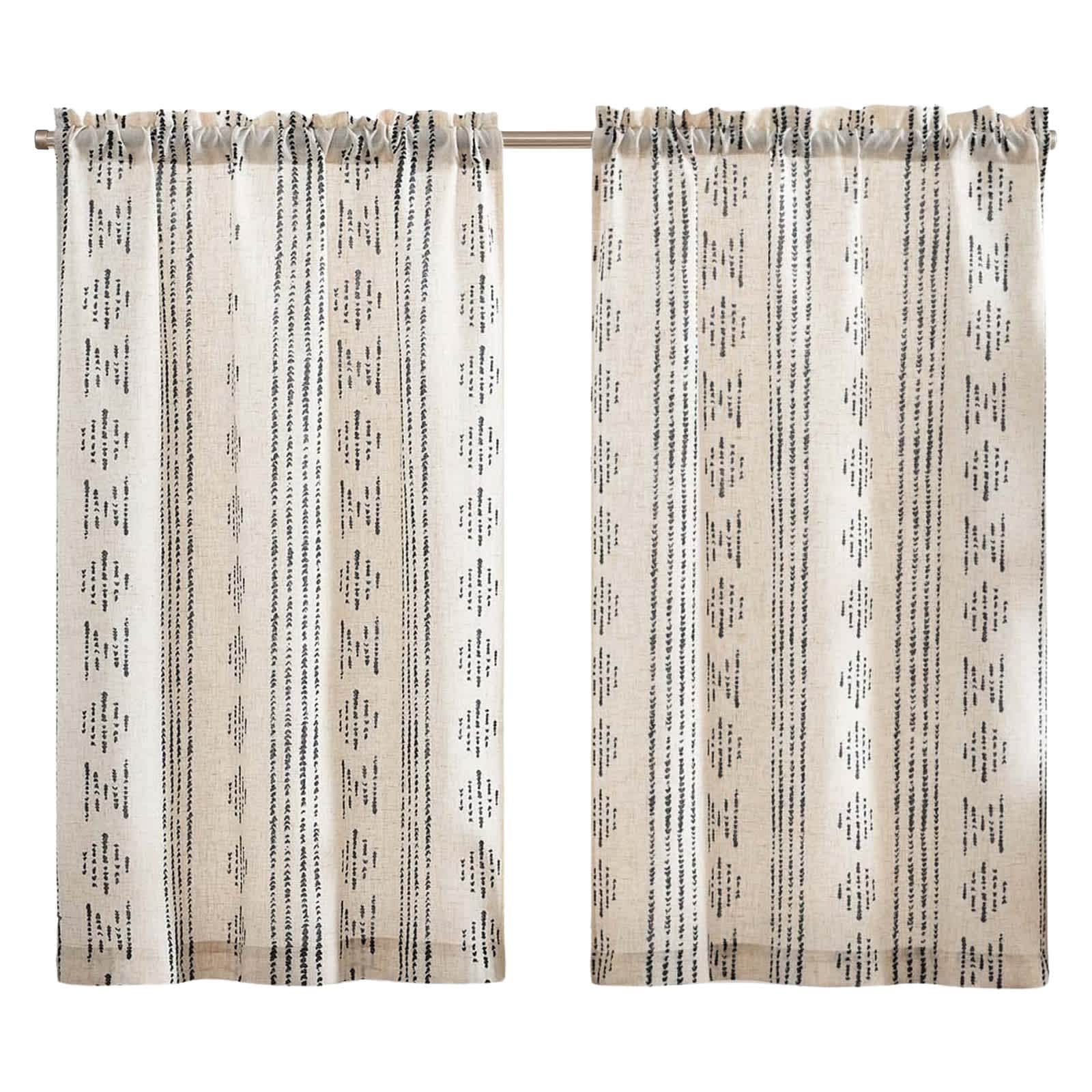 Etokfoks Boho Kitchen Curtains Linen Tier 36 Inches Bohemian Cafe Small ...