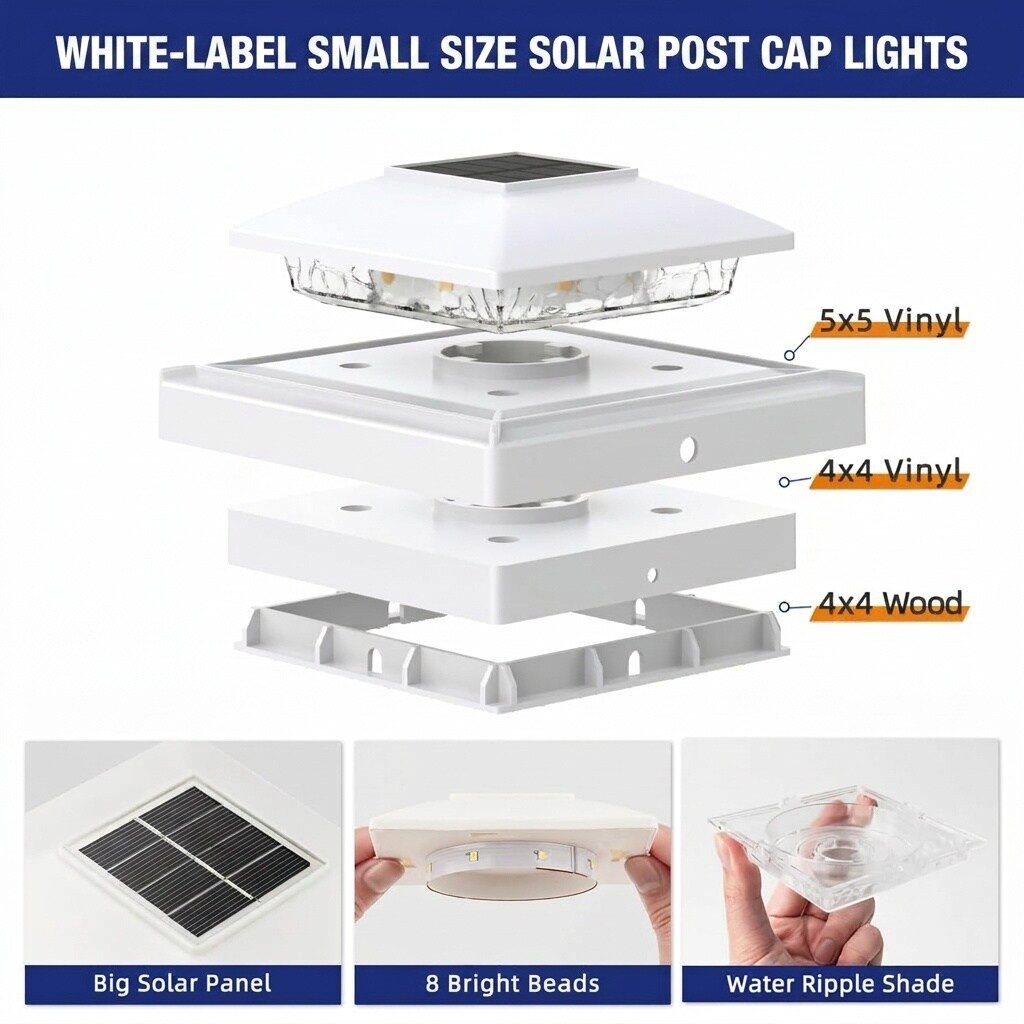 Lukvuzo Solar Post Cap Lights for 4x4 and 5x5 Fence and Deck Posts IP64 ...