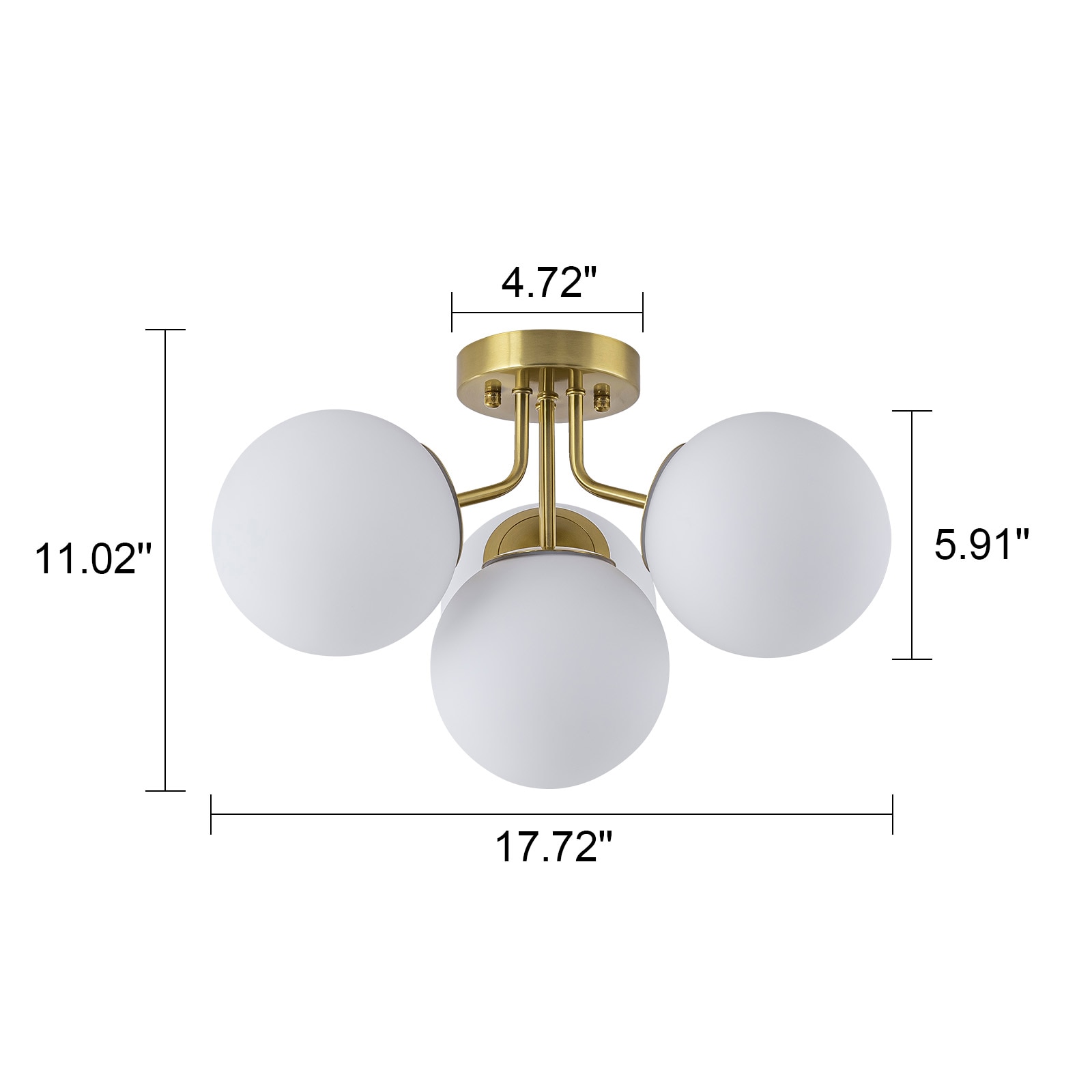 LLHZSY 4 -Light 17.73-in Gold Semi Flush Mount Light in the Flush Mount ...
