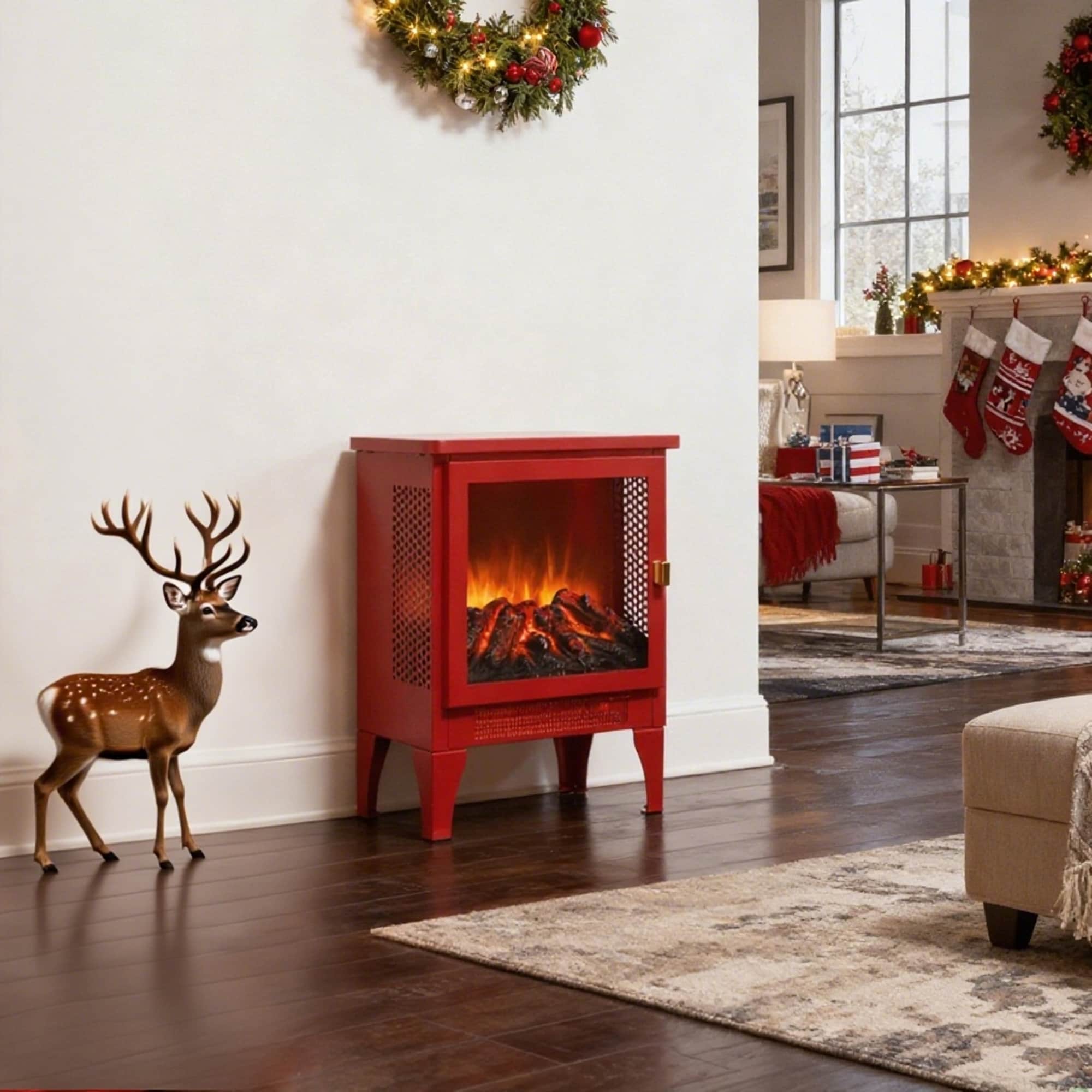 SINOFURN 15-in W Red Assembly Required Free standing Fan-forced Corner ...