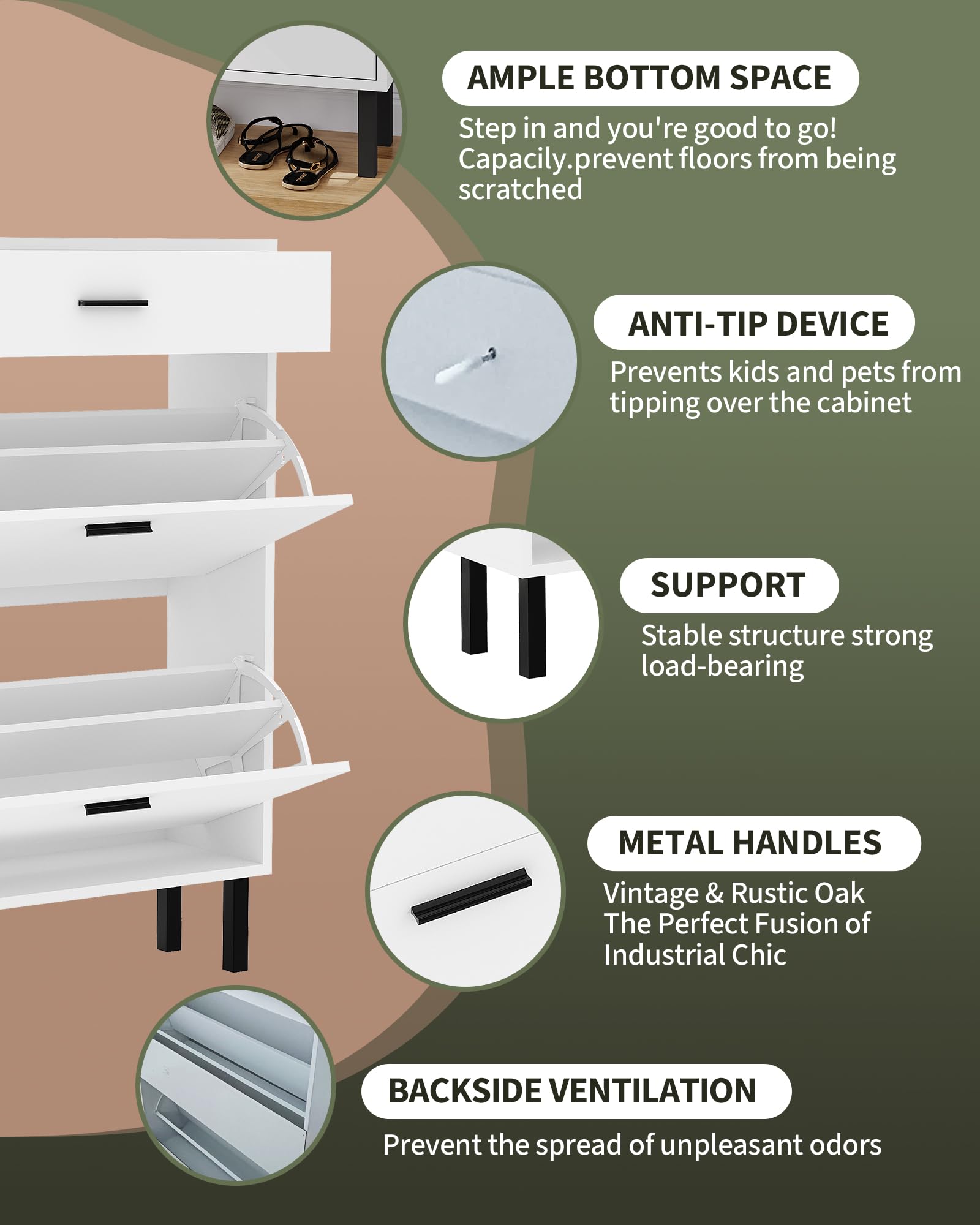 Garvee Space Saving Narrow Shoe Cabinet for Entryway 3 Drawer ...