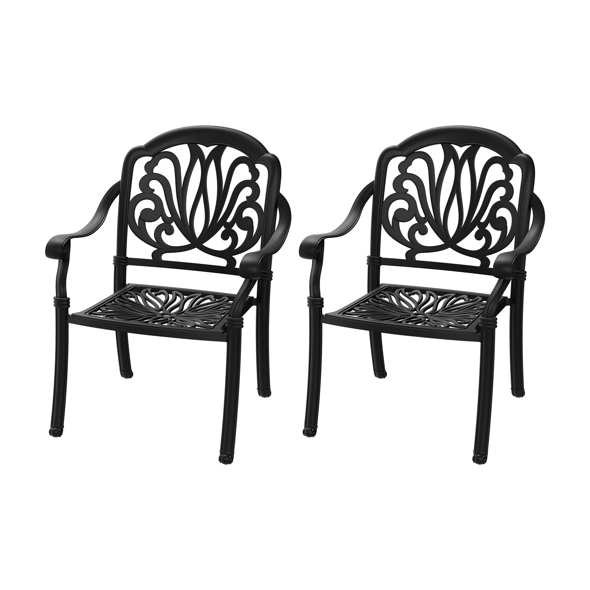 Blisstyle Cast Aluminum Patio Dining Chair 2pcs with Black Frame and ...