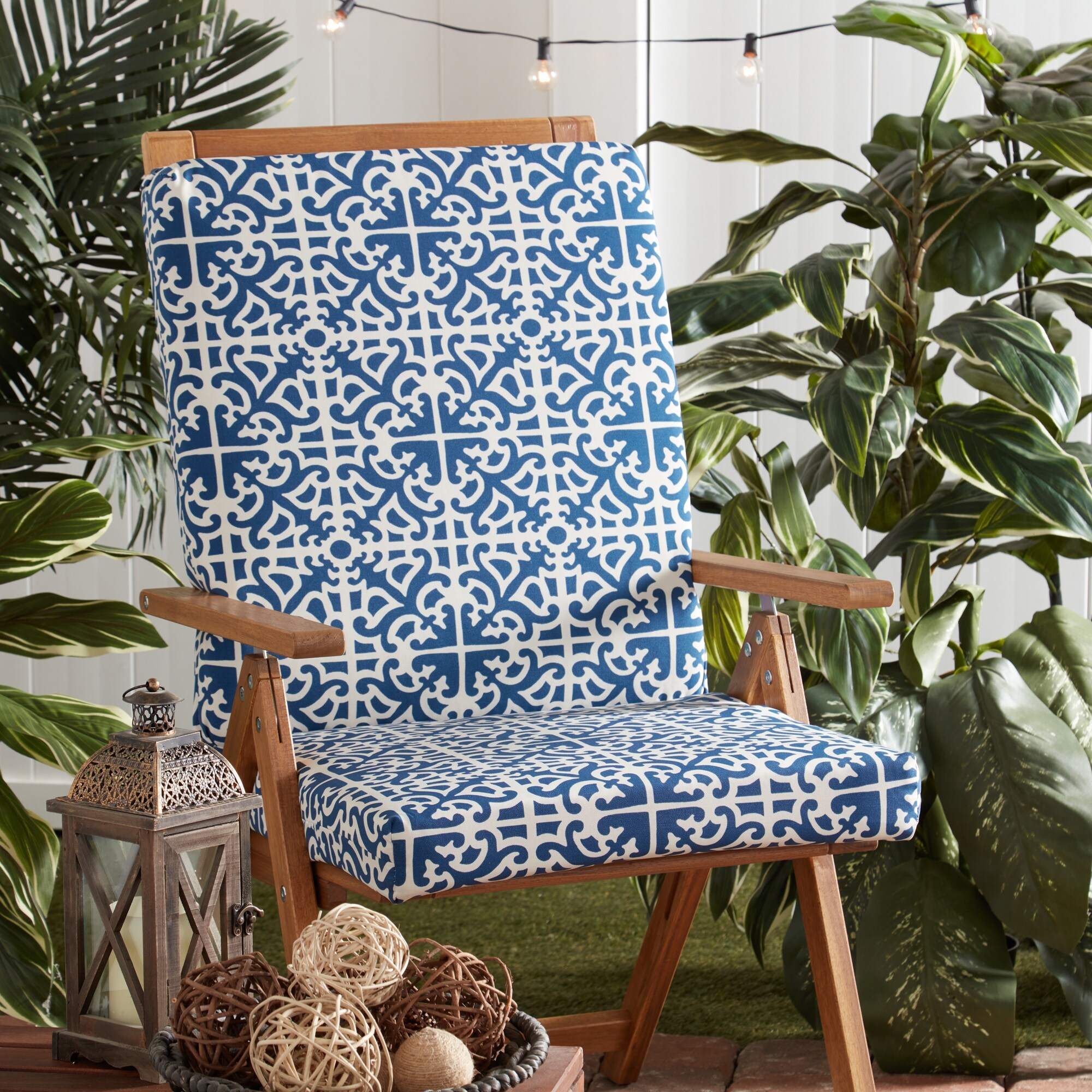 Greendale Home Fashions 19-in x 20-in Indigo High back patio chair ...