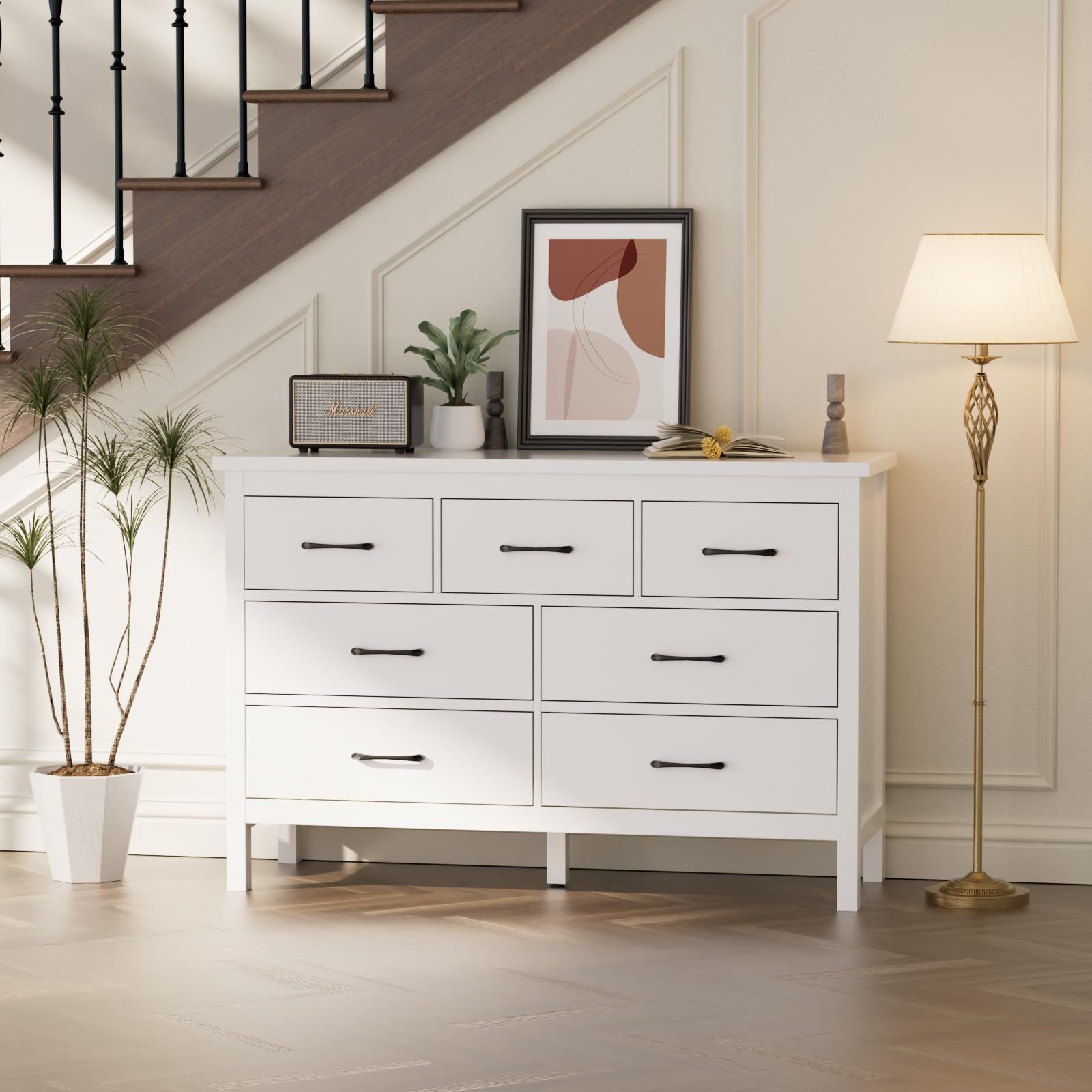 JUSHUA 7 Drawer Dresser for Bedroom Storage Cabinet With Metal Handles ...