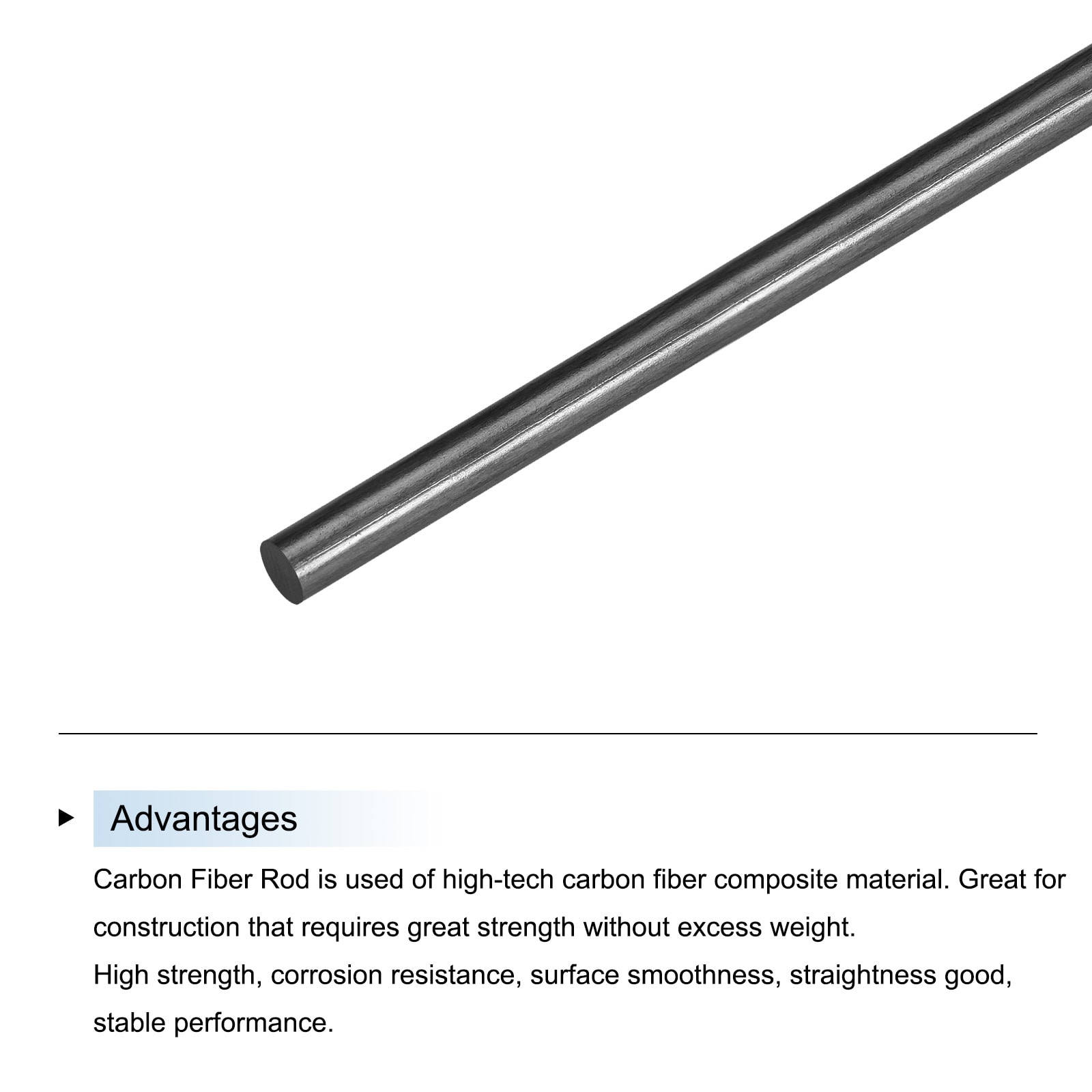 Unique Bargains Carbon Fiber Rod 5mm x 420mm for RC Plane DIY Tool Wing ...