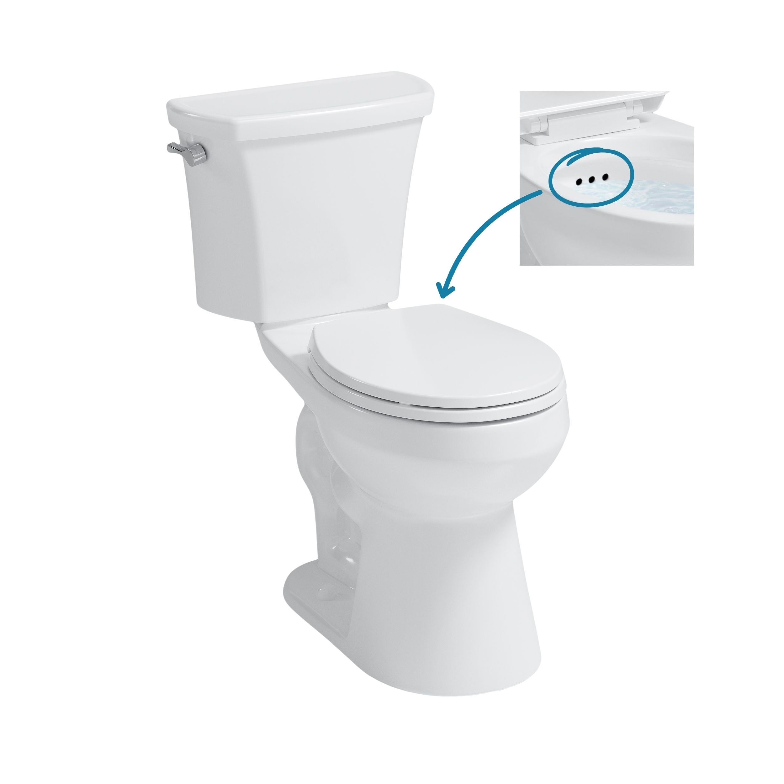 CRAFT + MAIN EASLEY FLUSH GUARD White Round Tall Height 2-piece ...