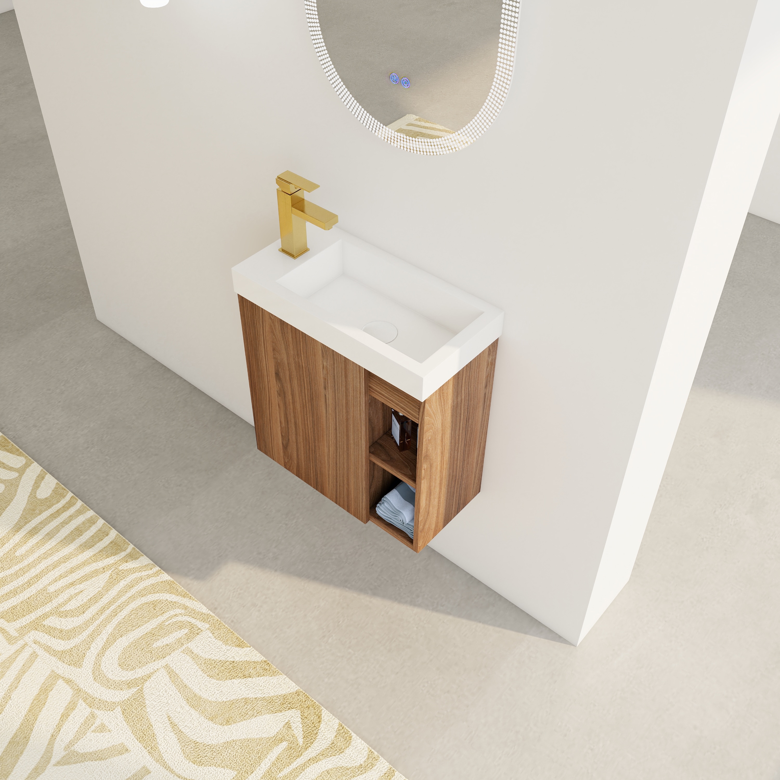 LOVMOR 20inch Floating Wall Mounted Bathroom Vanity with White Resin ...
