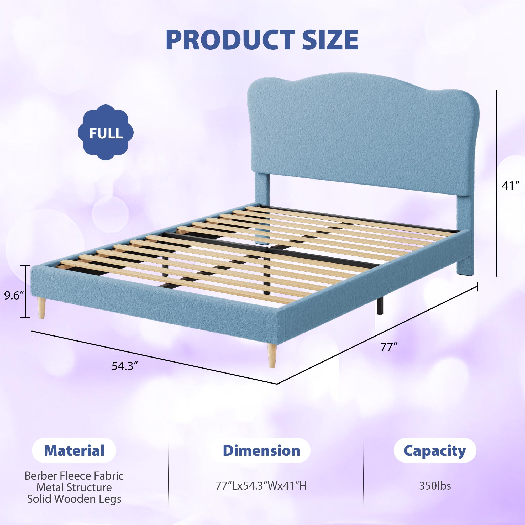IdealHouse Light Blue Full Size Kids Upholstered Platform Bed ...