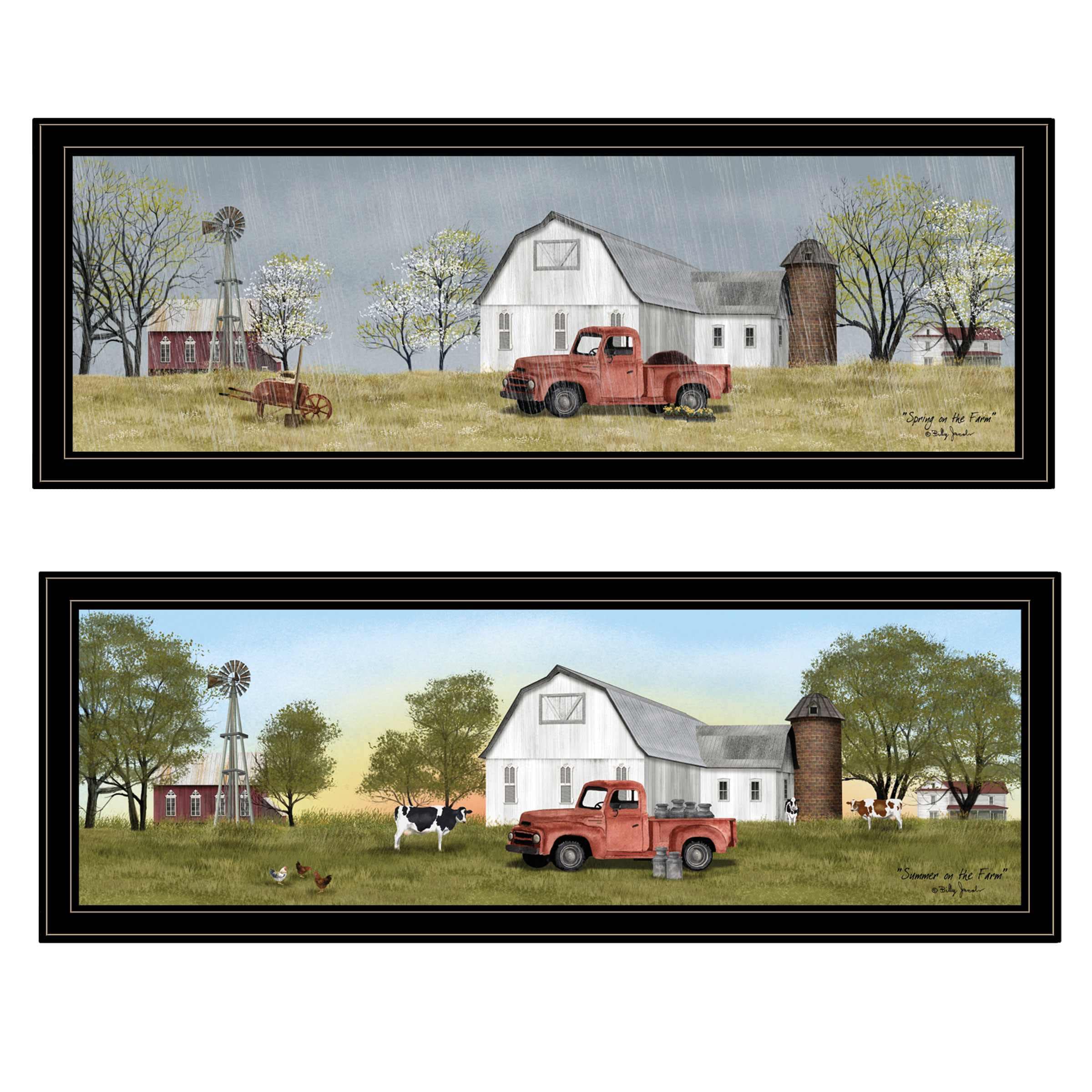 Vynxaria SummerSpring Seasonal Framed Wall Art Modern Home Decor 2 ...