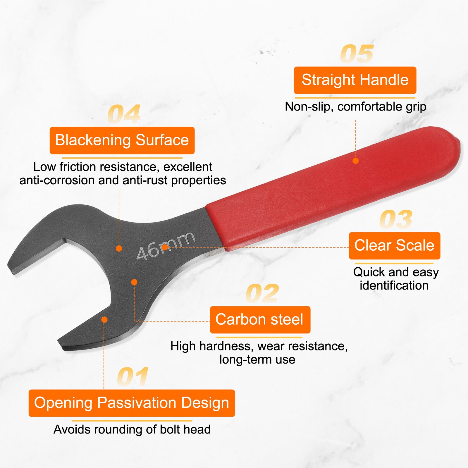 Harfington Single Open End Wrench 46mm Metric 15 Degree Offset Angle U ...
