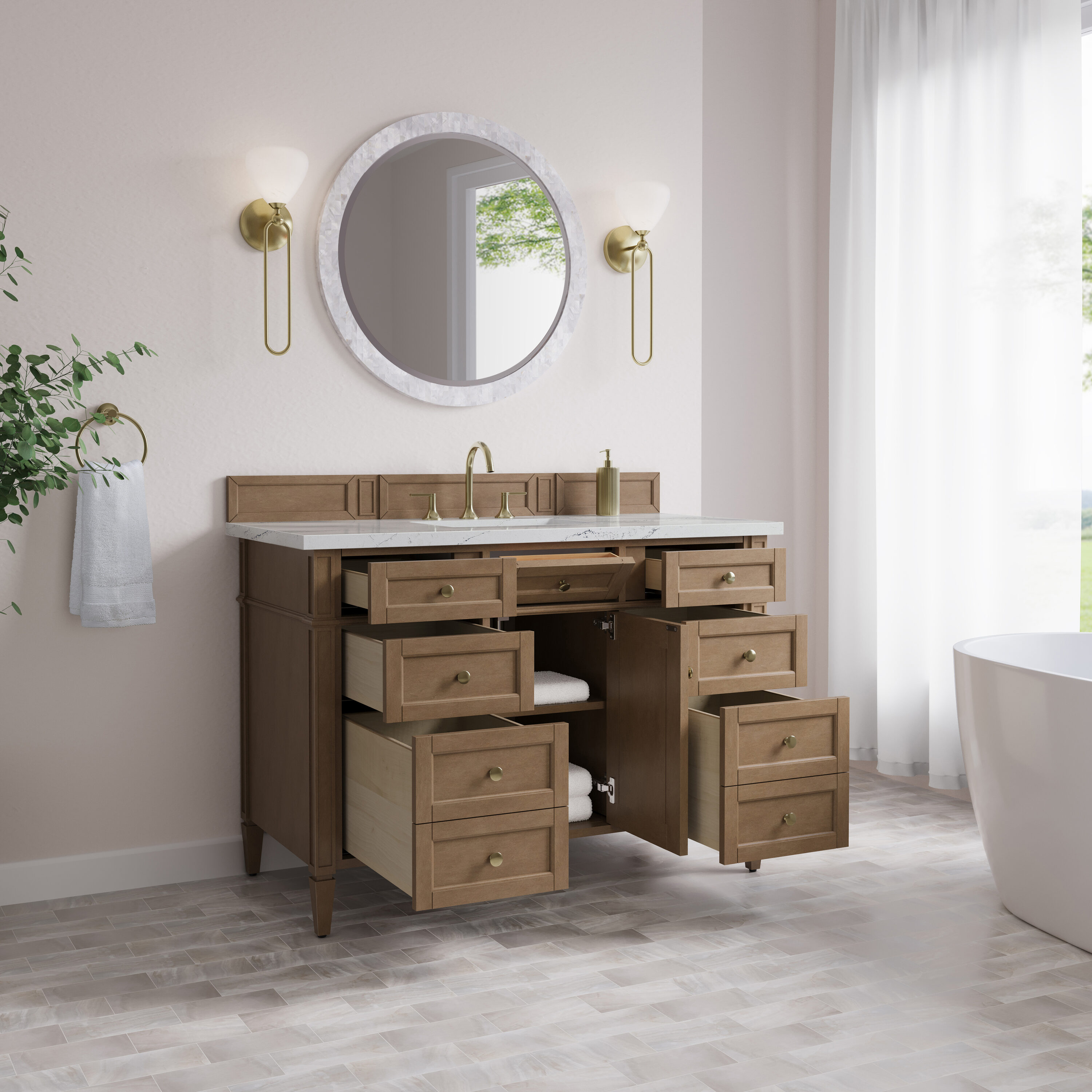 James Martin Vanities Brittany 48-in Pecan Undermount Single Sink ...