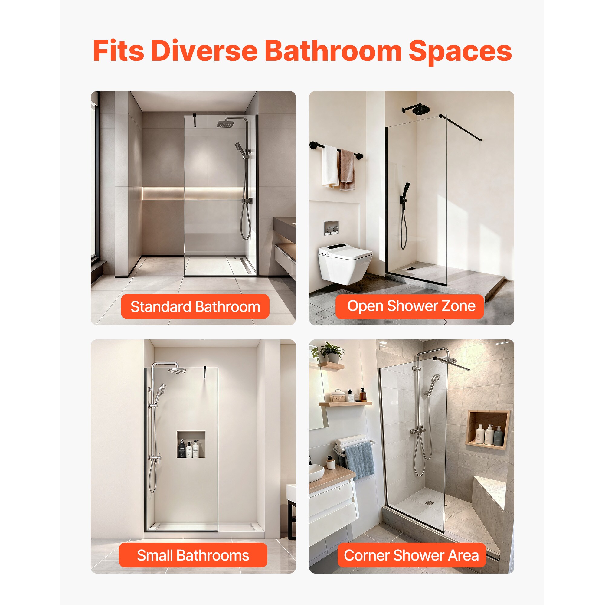 GIVIMO 34-in x 73.6-in Semi-Framed Fixed Glass Shower Panel 5/16-in ...