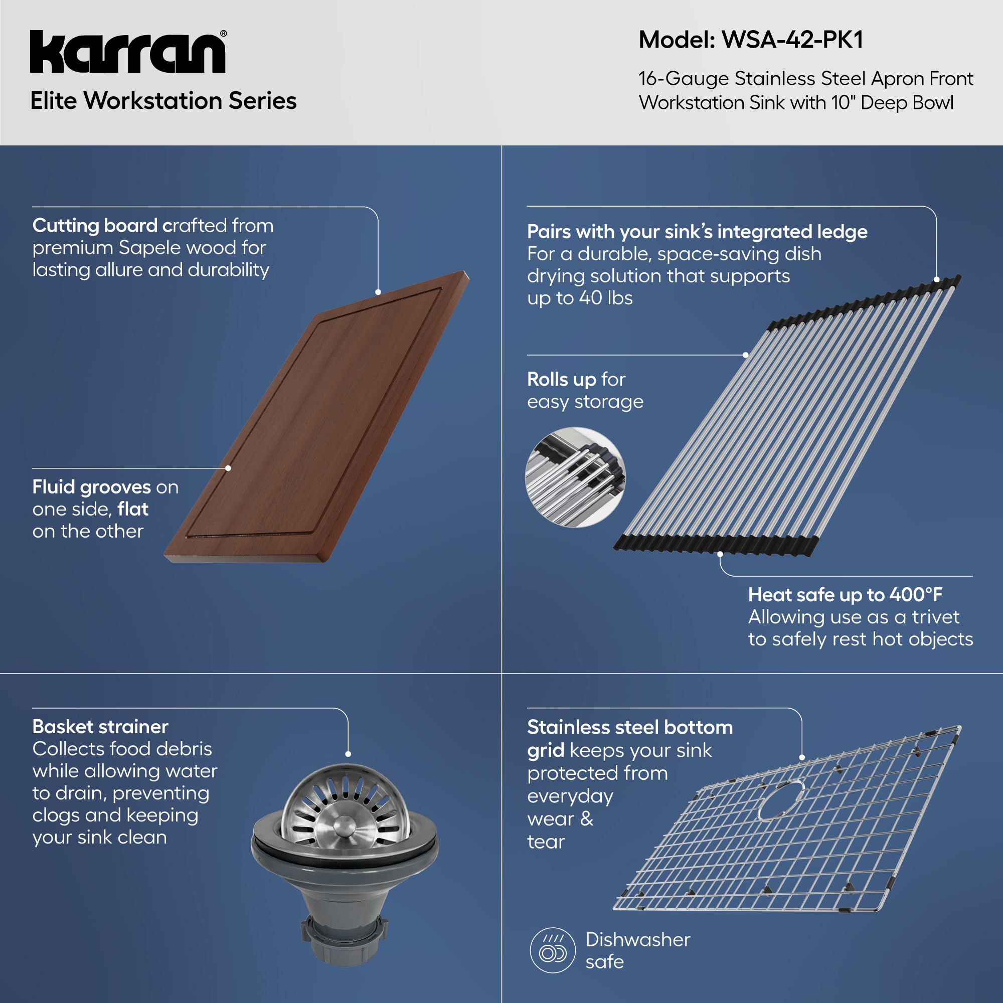Karran Farmhouse Apron Front 30-in x 21-in Satin Brushed Stainless ...