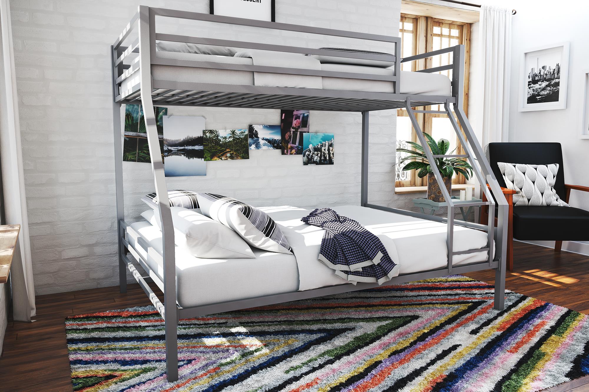 The Novogratz Novogratz Maxwell Twin-Over-Full Metal Bunk Bed, Gray in ...