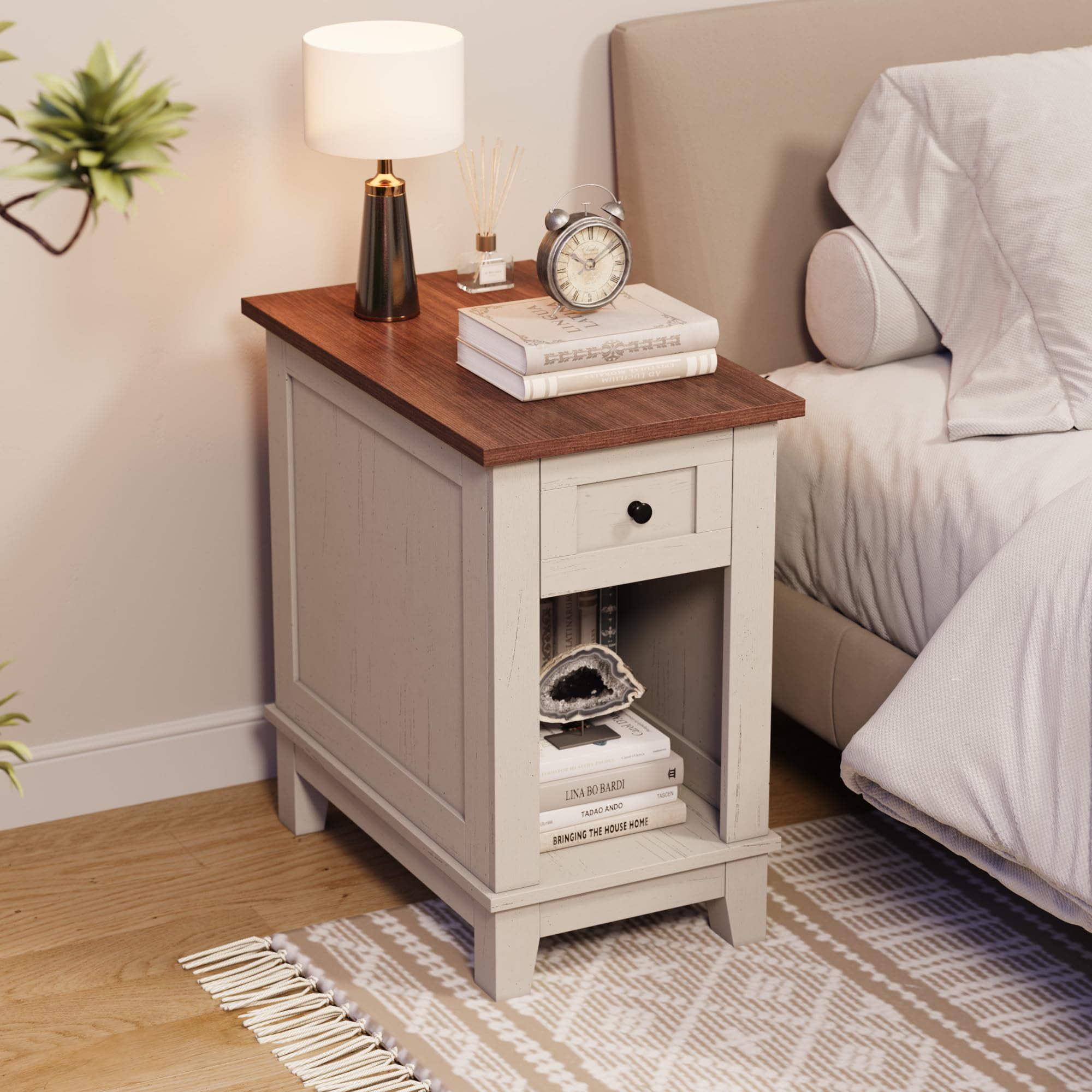 GAOMON Compact Single-Drawer Tea Table-Minimalist Sofa Side Coffee ...