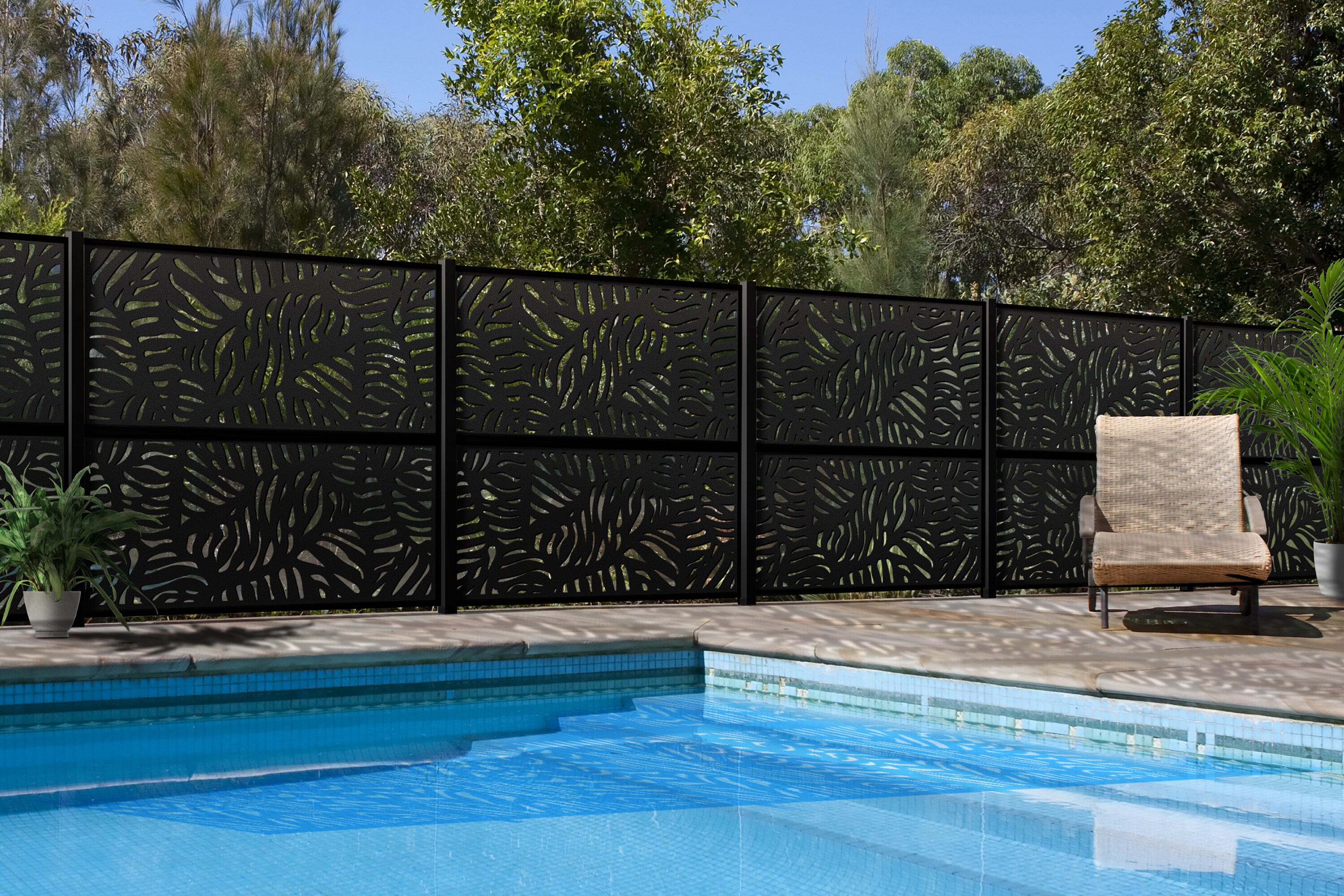 OUTDECO 96 in. In-Ground Fence Post 8-ft H x 2-in W Black Powder-Coated ...