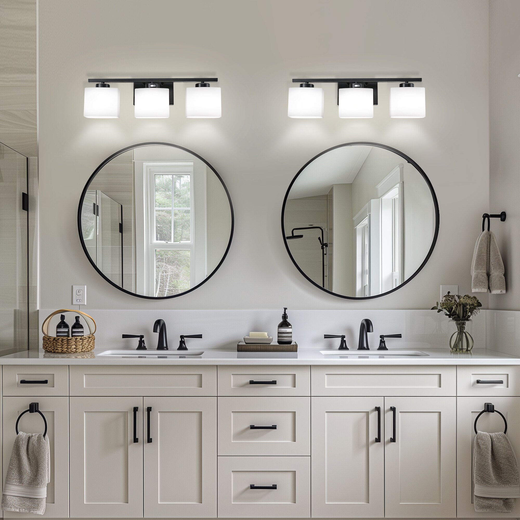 DORESshop 22 inch 3 Light Matte Black Modern Square Vanity Light for ...