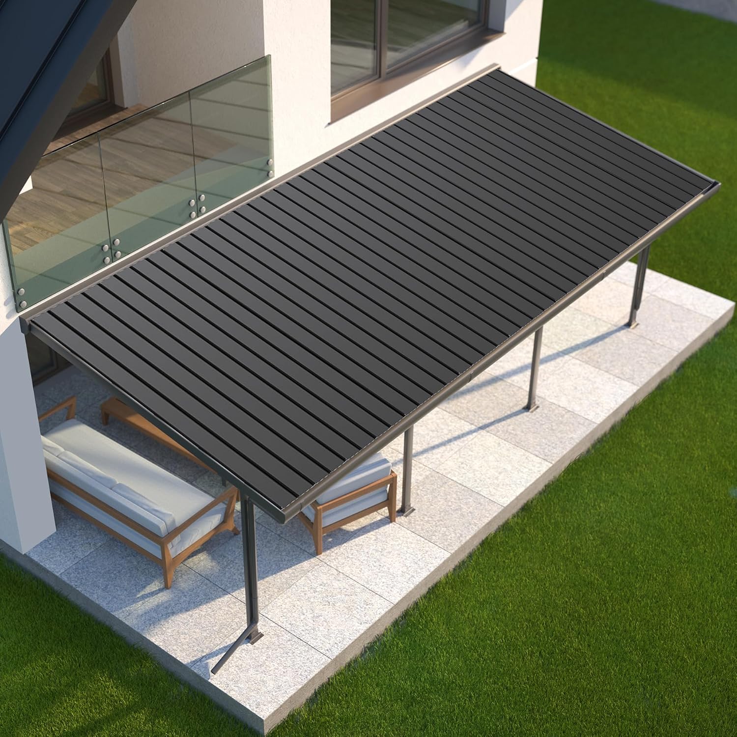 LUXEYARD 20 PCS Metal Roofing Panels Galvanized Steel Corrugated Roof ...