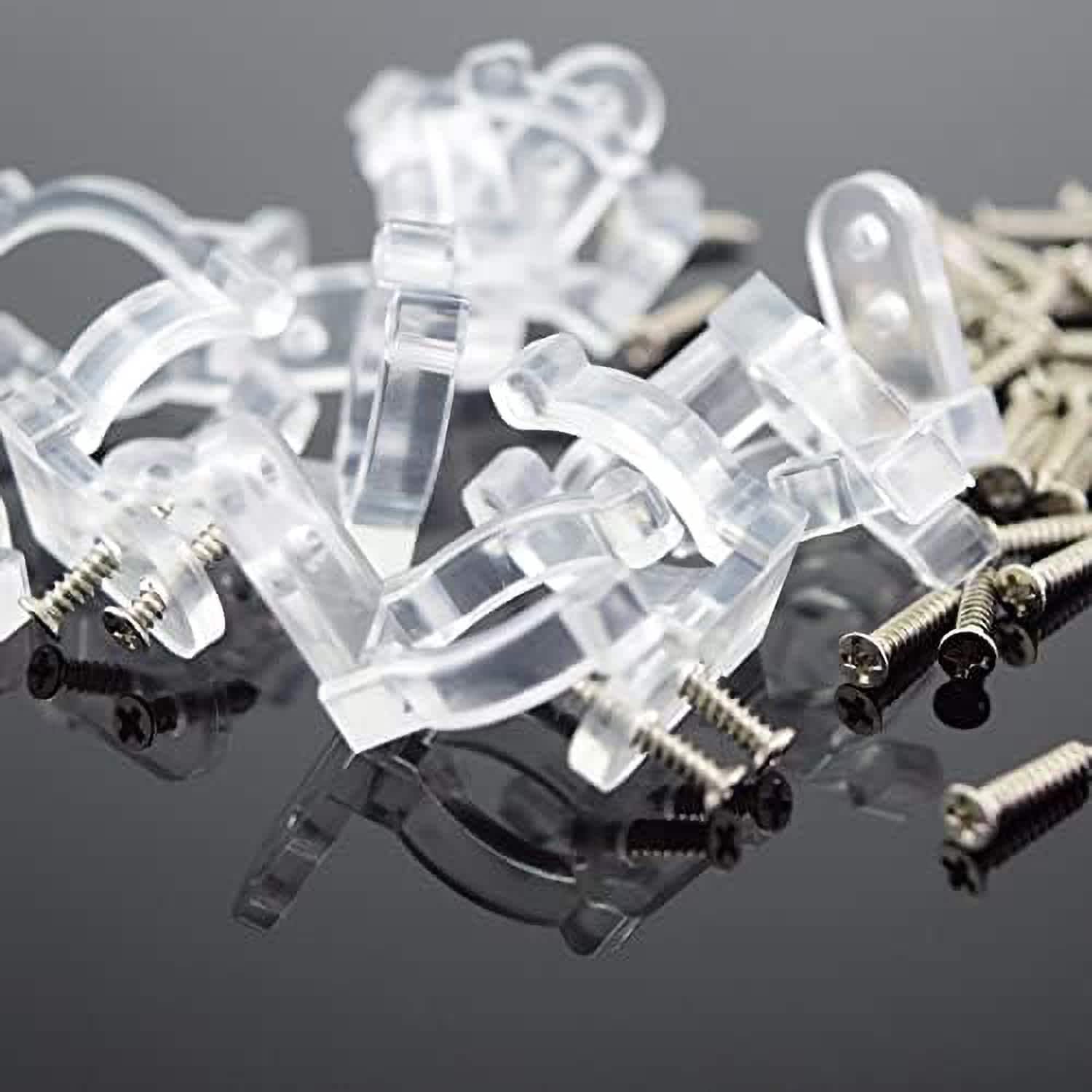 Etokfoks 50 Pack Clear Heavy Duty 1 2 Inch Invisible Mounting Clips for ...