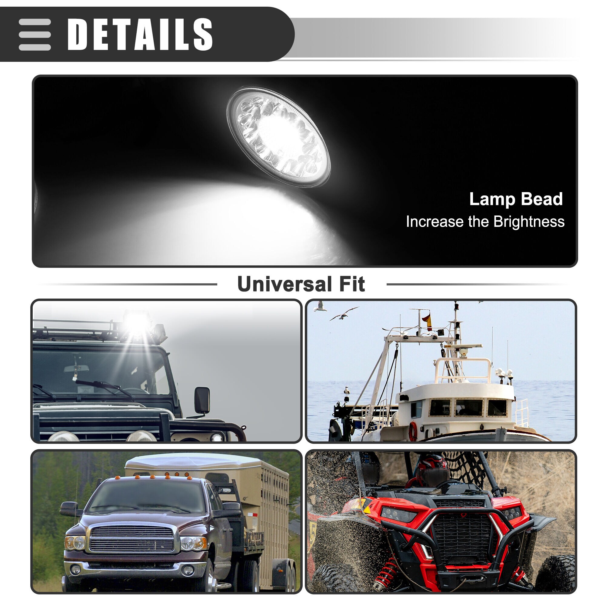 Unique Bargains 2pcs Universal LED Off-road Light Flood Spot Combo ...