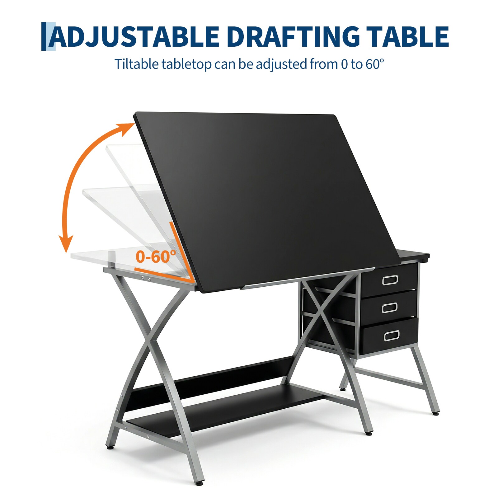 GarveeLife Adjustable Drafting Table Tilting Drawing Table with Stool ...