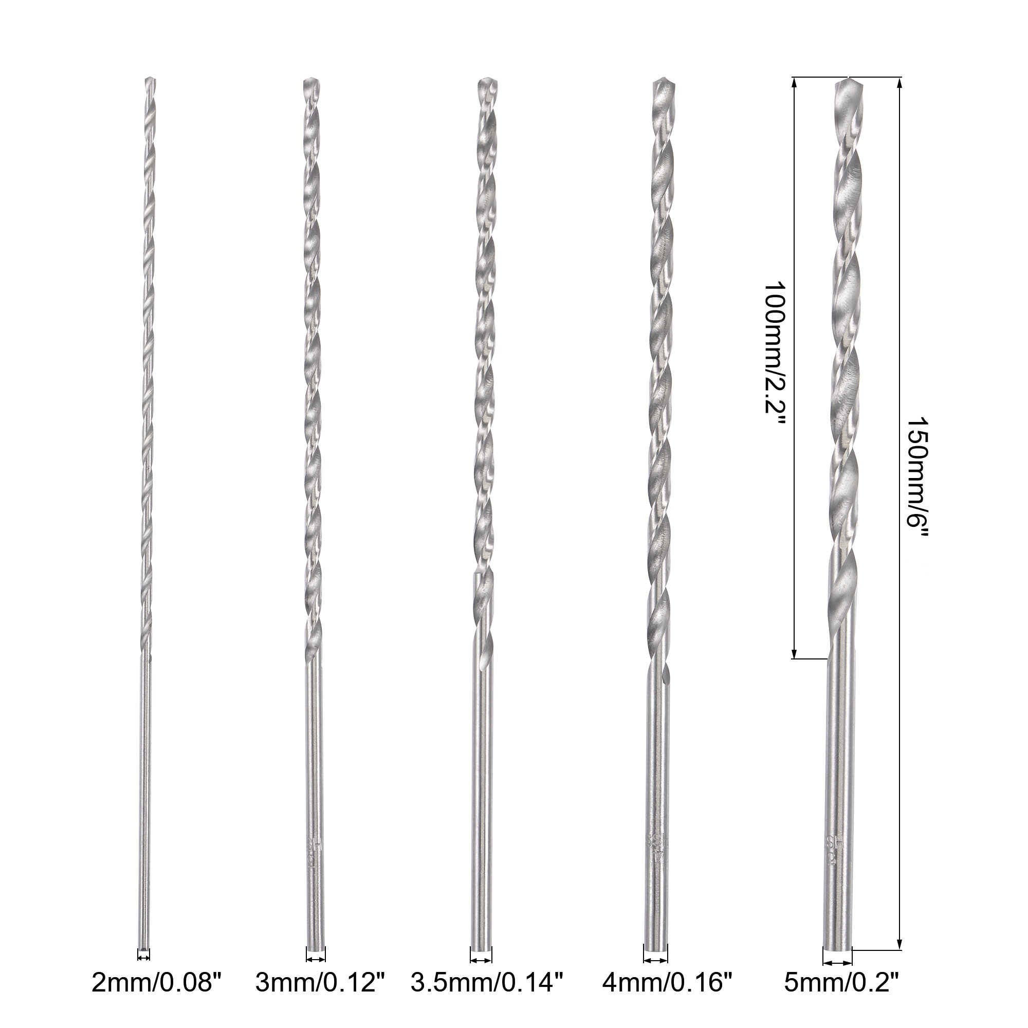 Unique Bargains 6-Inch Lengthen Twist Drill Bit Set High-Speed Steel ...