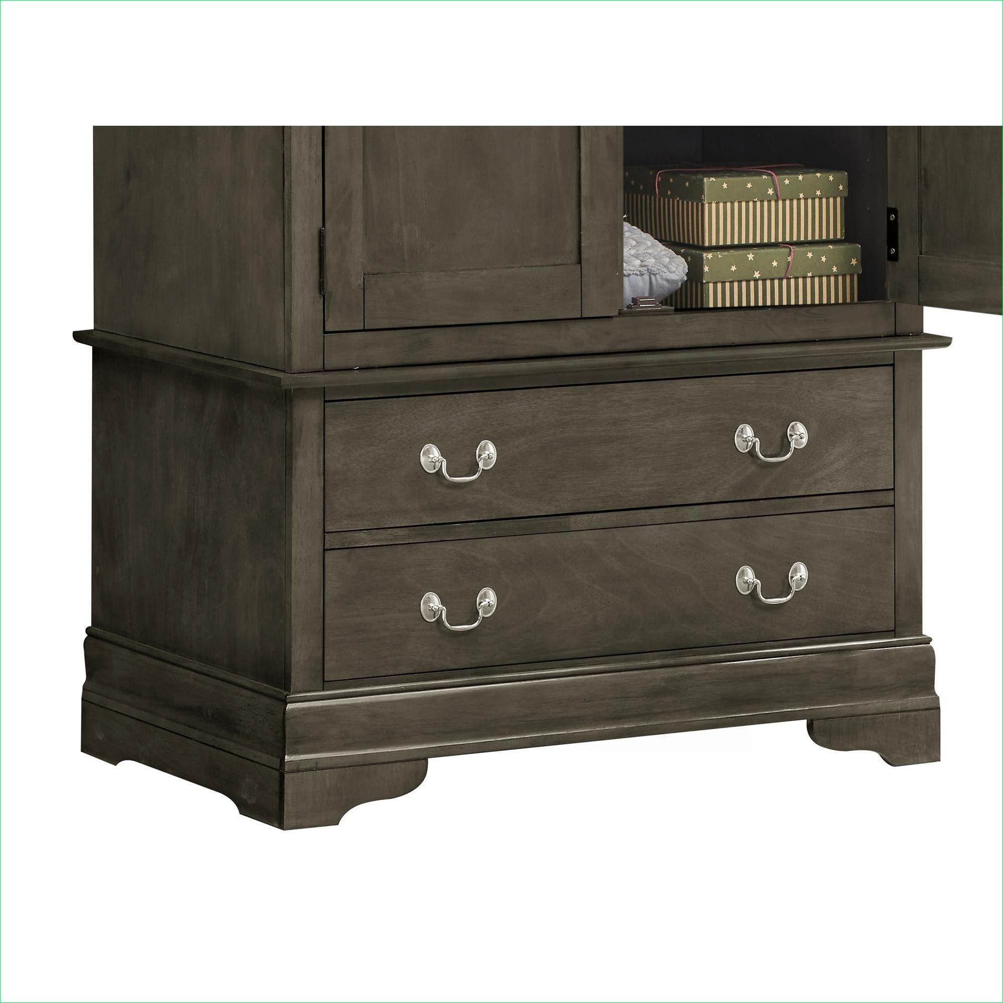 Watnature Bedroom Clothing Storage Armoire Traditional Style Gray-Toned ...