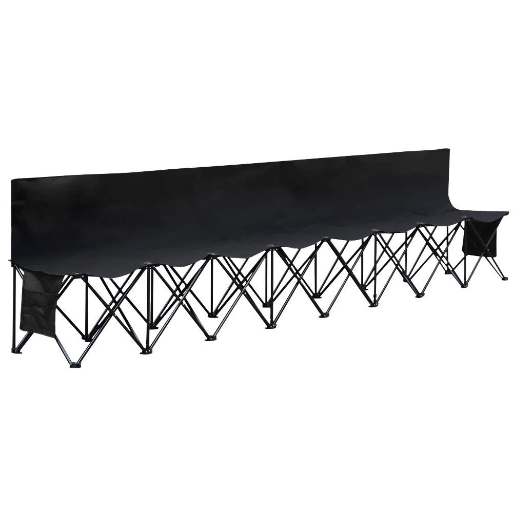 Yaheetech Black 8 Seats Portable Folding Bench with Backrest and ...
