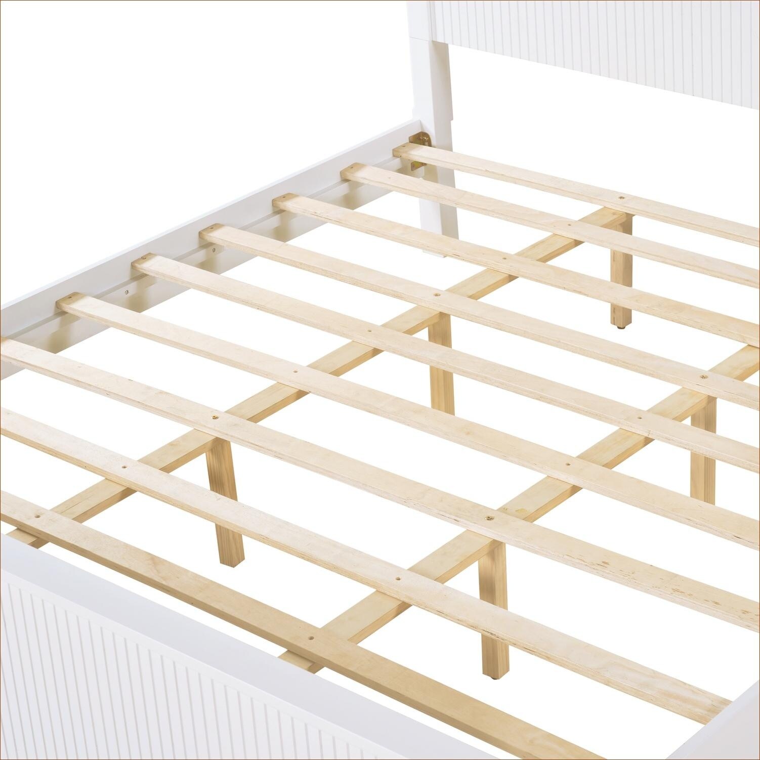 Watnature Grooved Panel King Bed Frame White Solid Pine MDF No Box ...