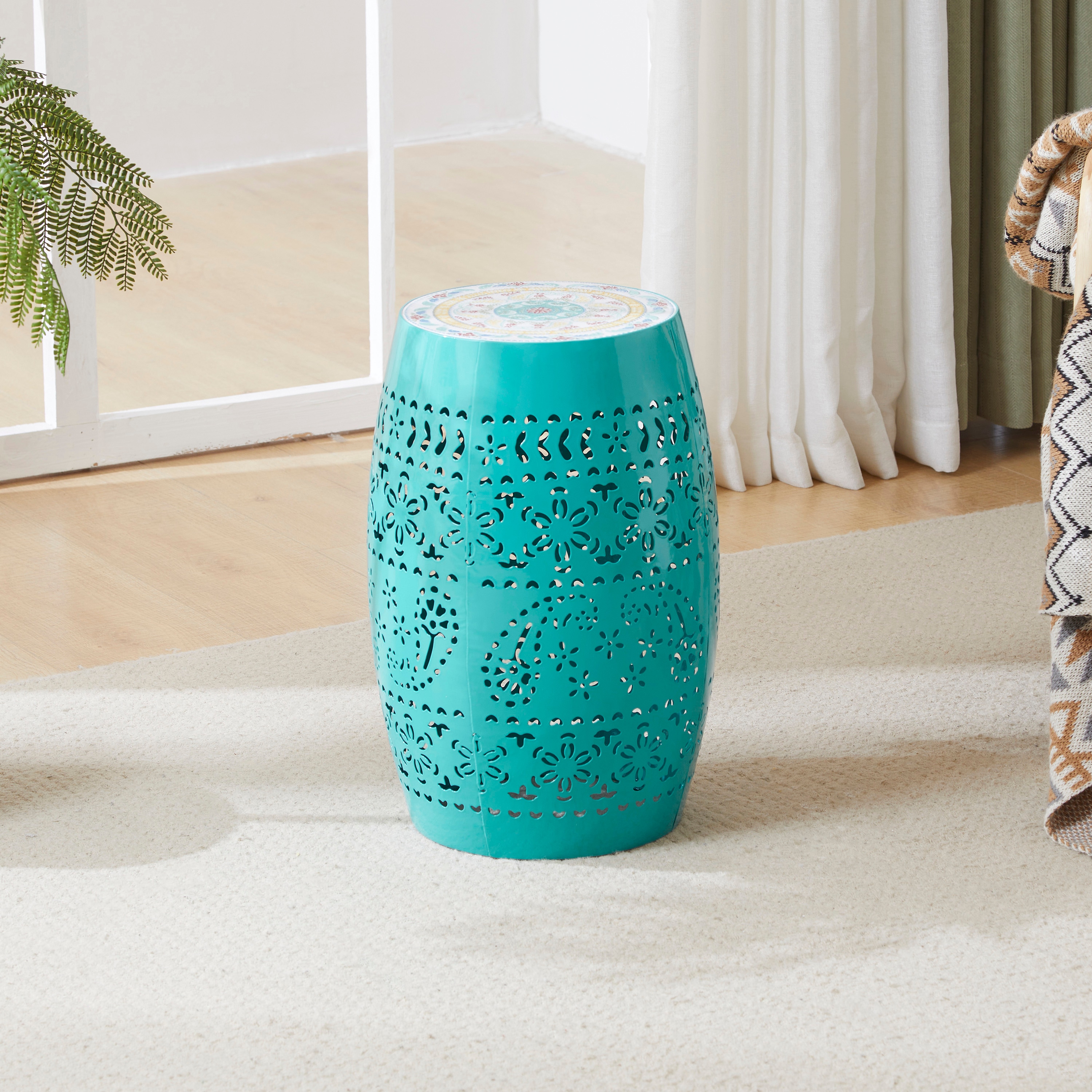 RUBY 12" SIDE TABLE - TEAL Patio Furniture at Lowes.com