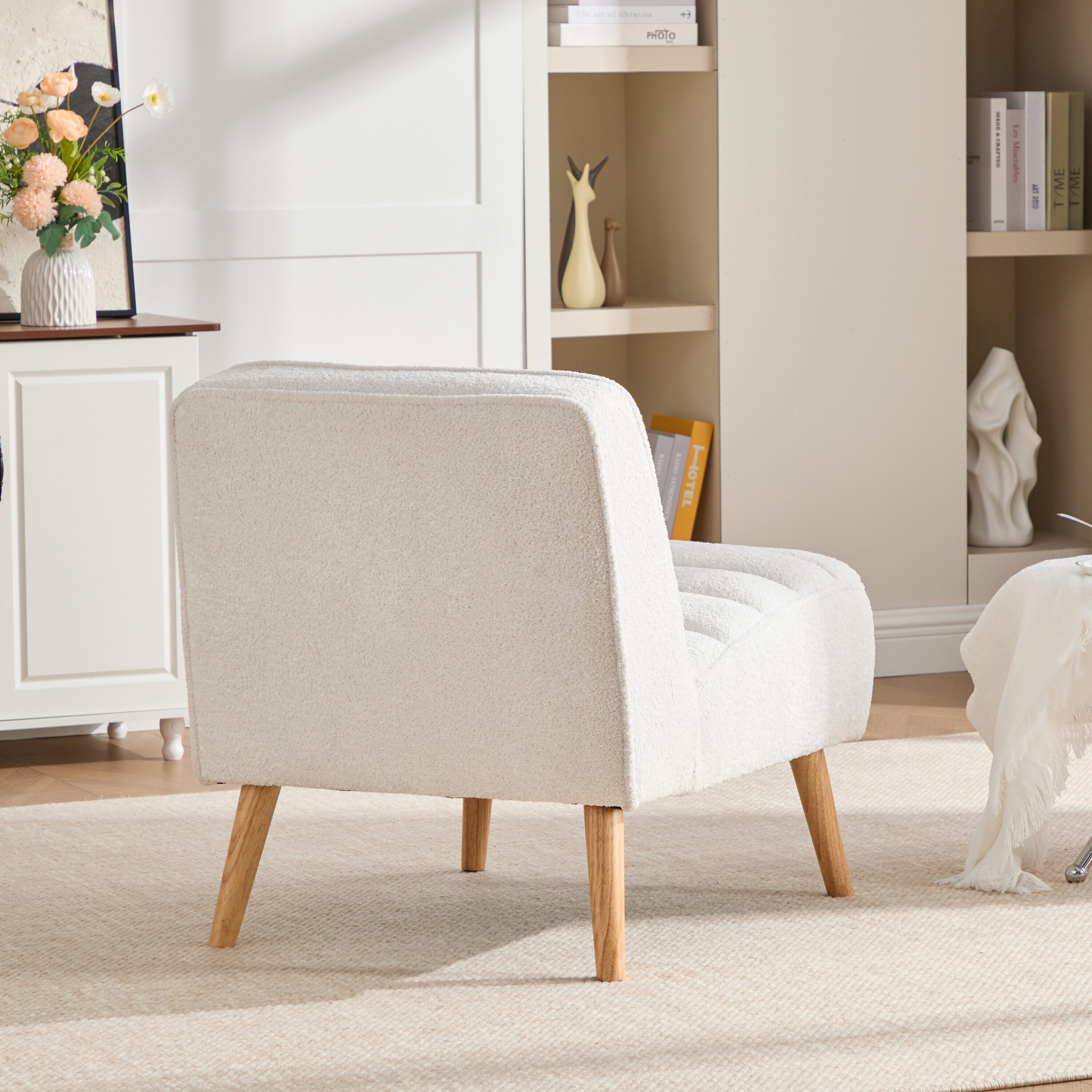 Aortzio 24.4-in W Modern Ivory Accent Chair in the Chairs department at ...