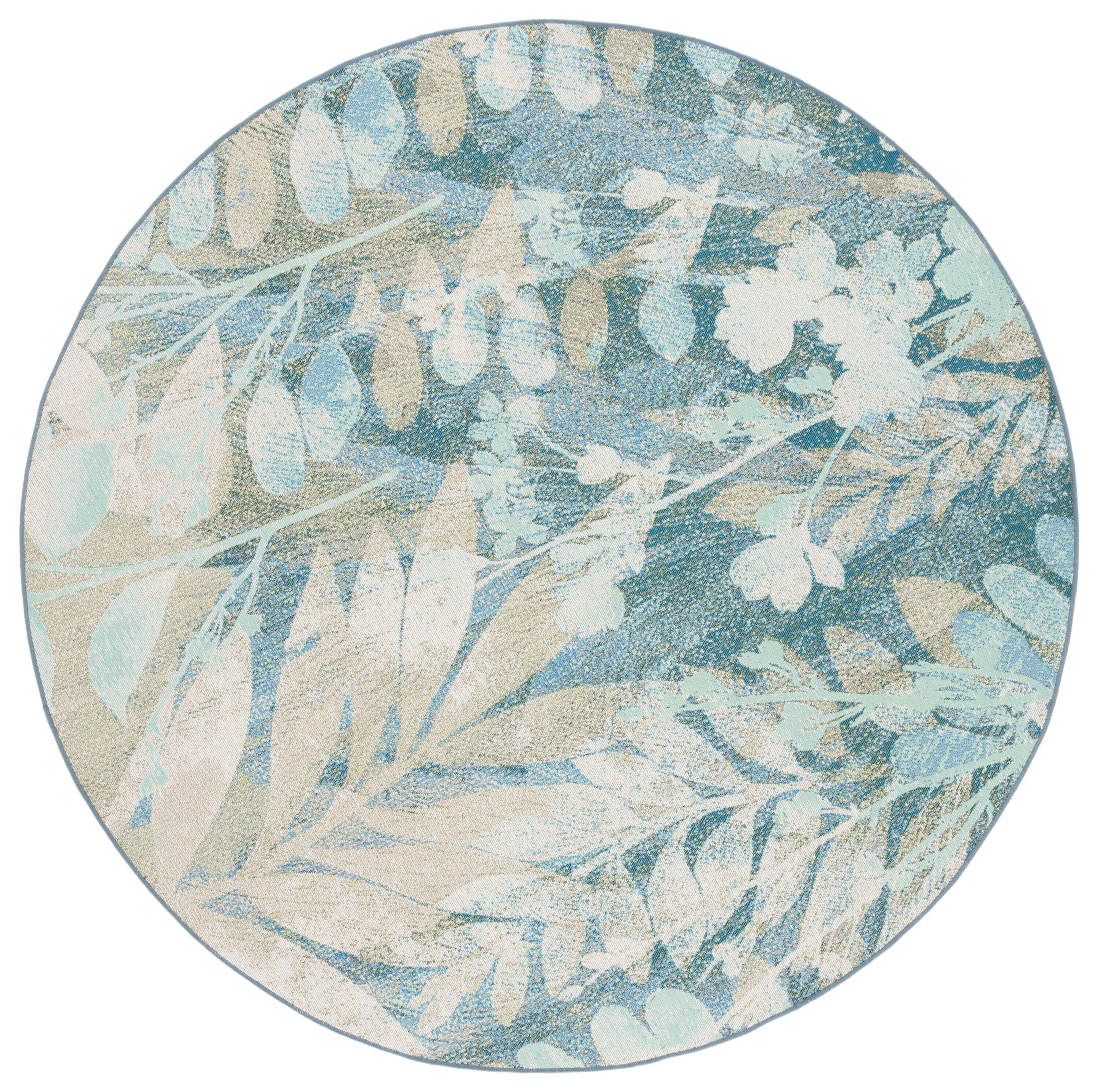 Safavieh Barbados 541K Blue Grren/Ivory 6ft-6in x 6ft-6in Round Rug in ...