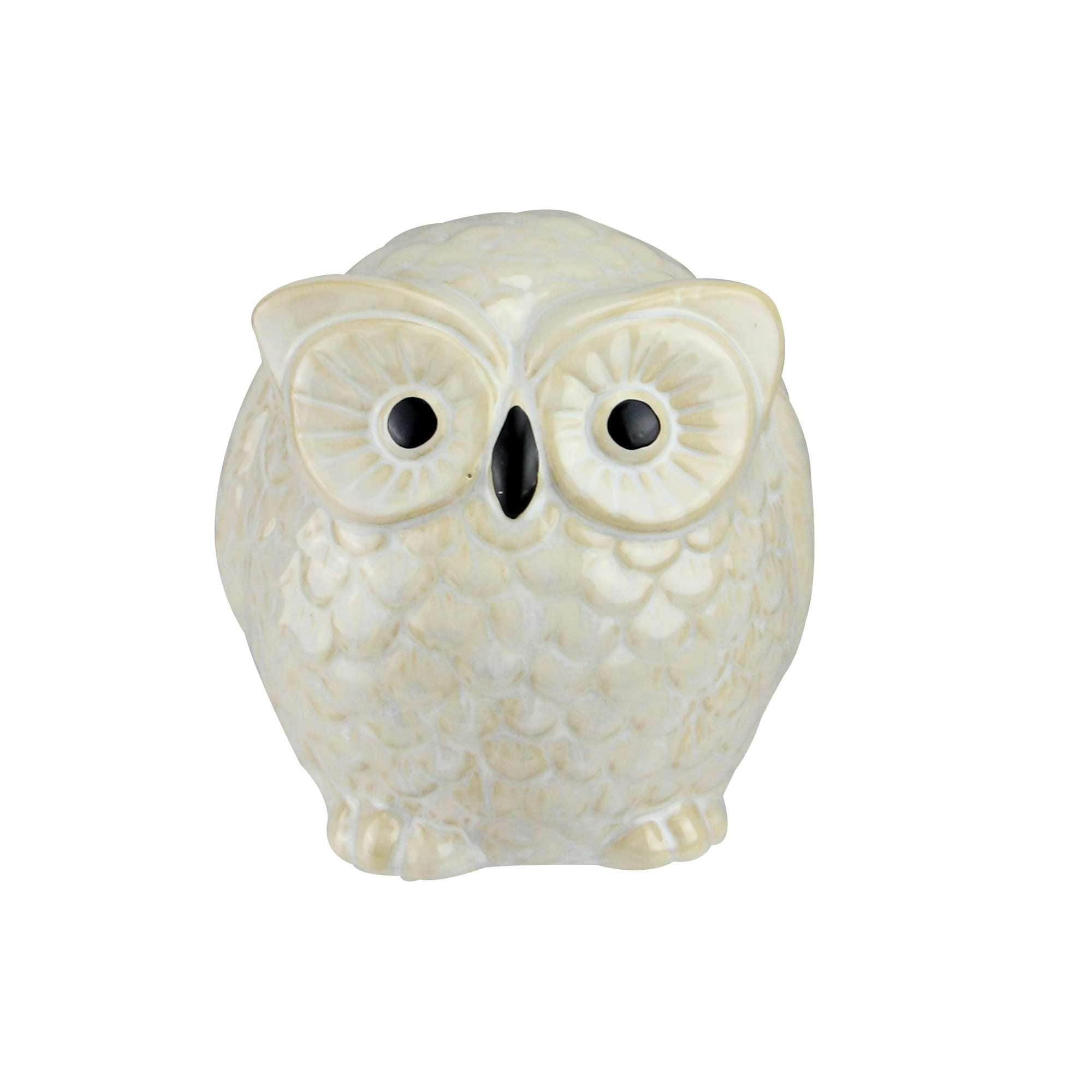 Roman 4.25 inch Pudgy Pals Wide Eyed Beige and Cream Owl Table Top ...