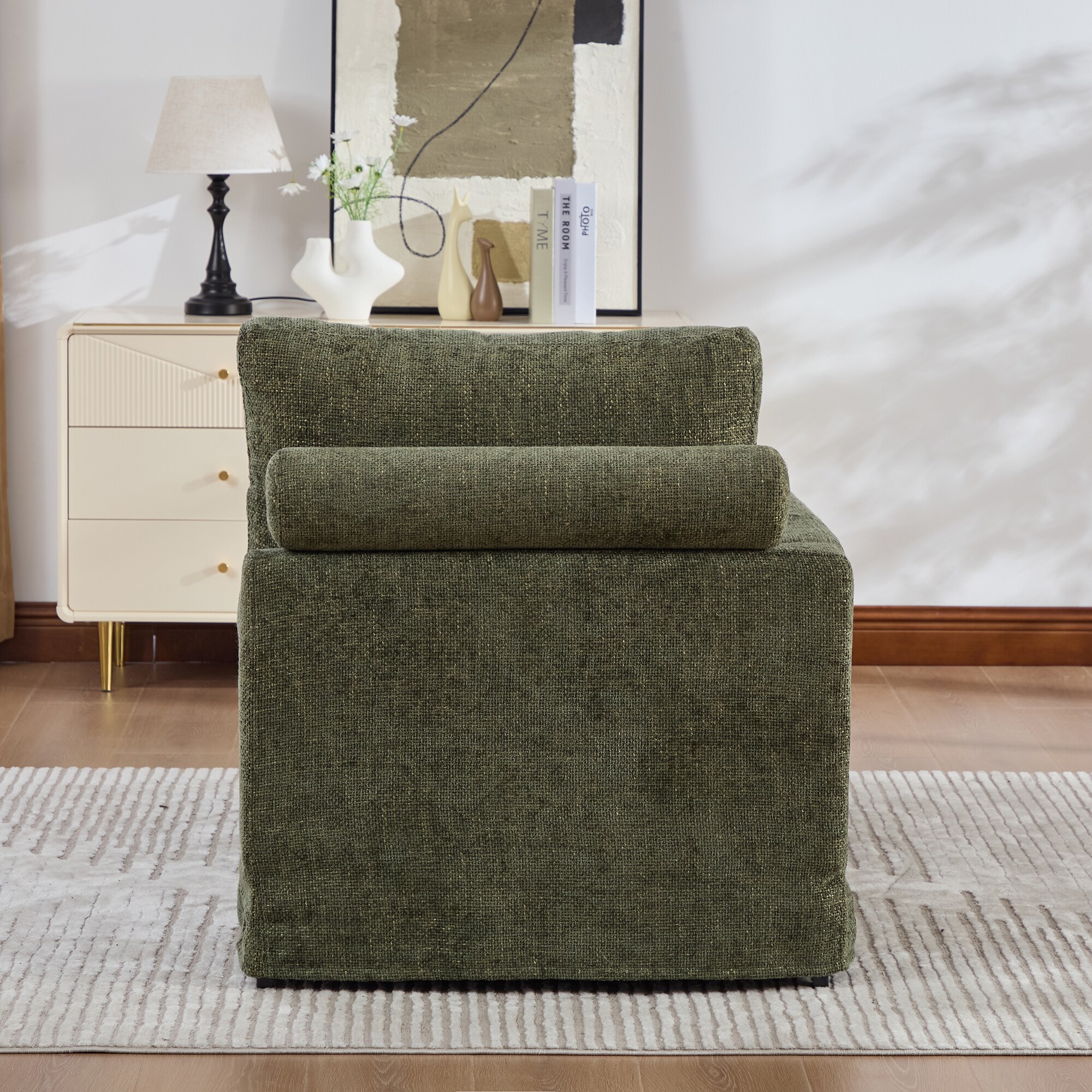 LUXEYARD 31 Inch Modular Sofa Bed Chenille Upholstery Metal Legs Strong ...