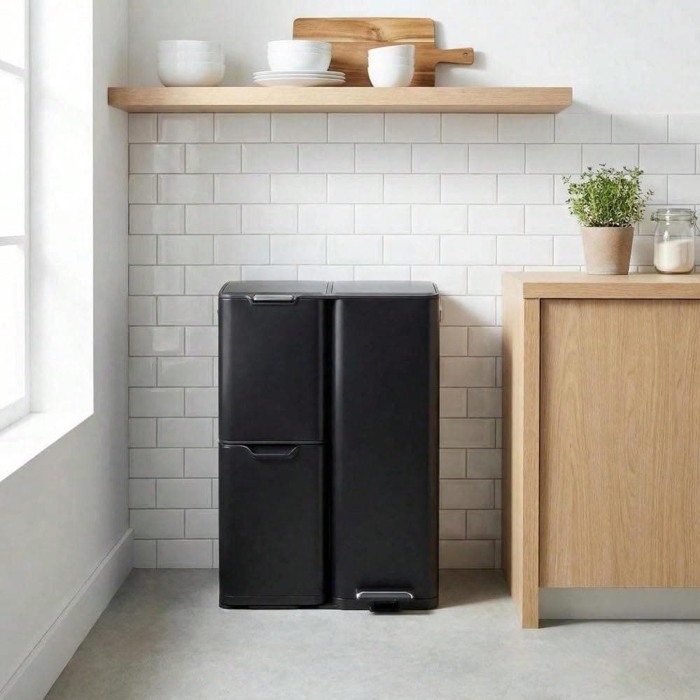 GarveeLife 3 Compartment Recycling Trash Can 3 Drawer Waste Separation ...