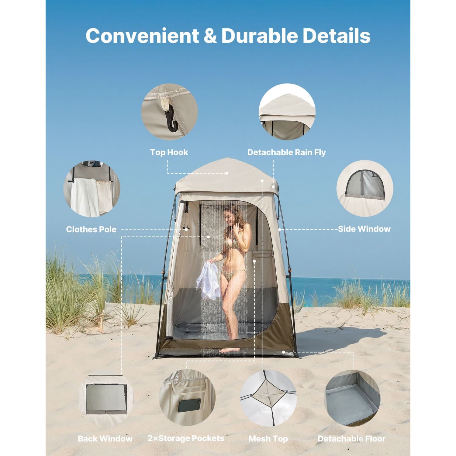 Angel Sar Foldable Camping Shower Tent 1 Room Privacy Changing Room ...