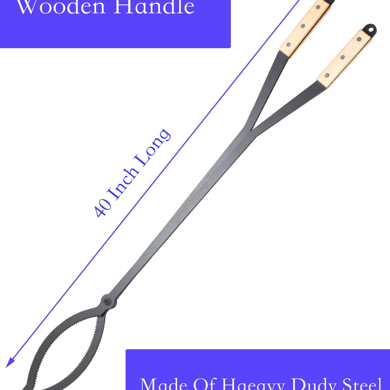 Angel Sar 40in L 1-Piece Black Fireplace Tongs Log Grabber in the Fire ...