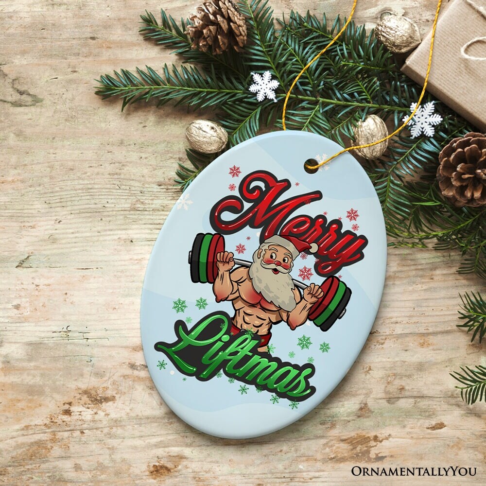OrnamentallyYou Buff Santa Merry Liftmas Ornament Strong Holiday Spirit ...