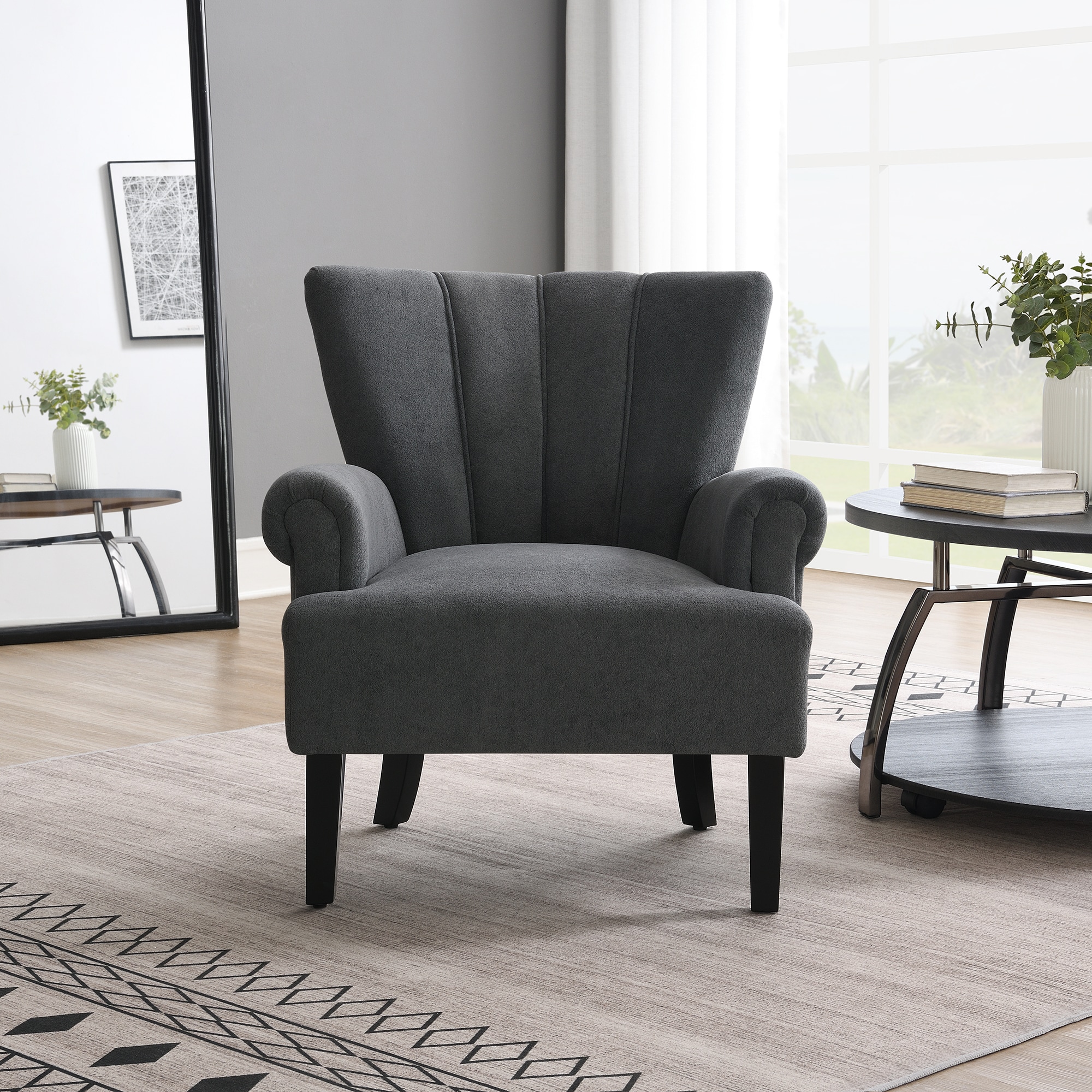 Best Selling Home Decor 29-in W Modern Dark Gray Accent Armchair in the ...