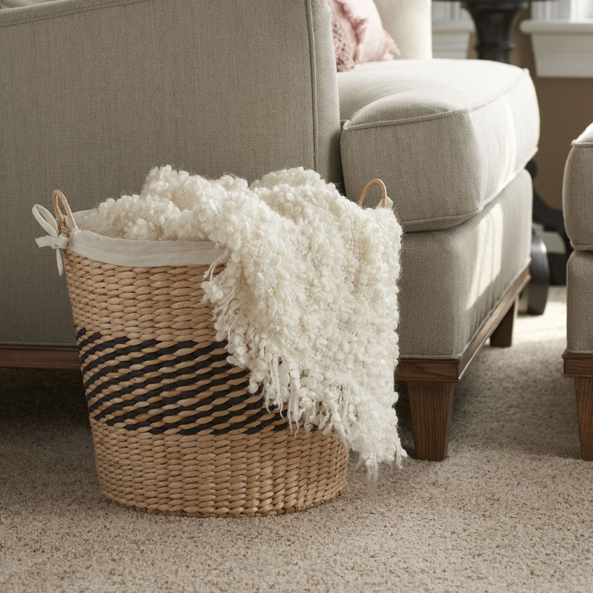 Household Essentials Woven Basket Decorative Basket with Handles and ...