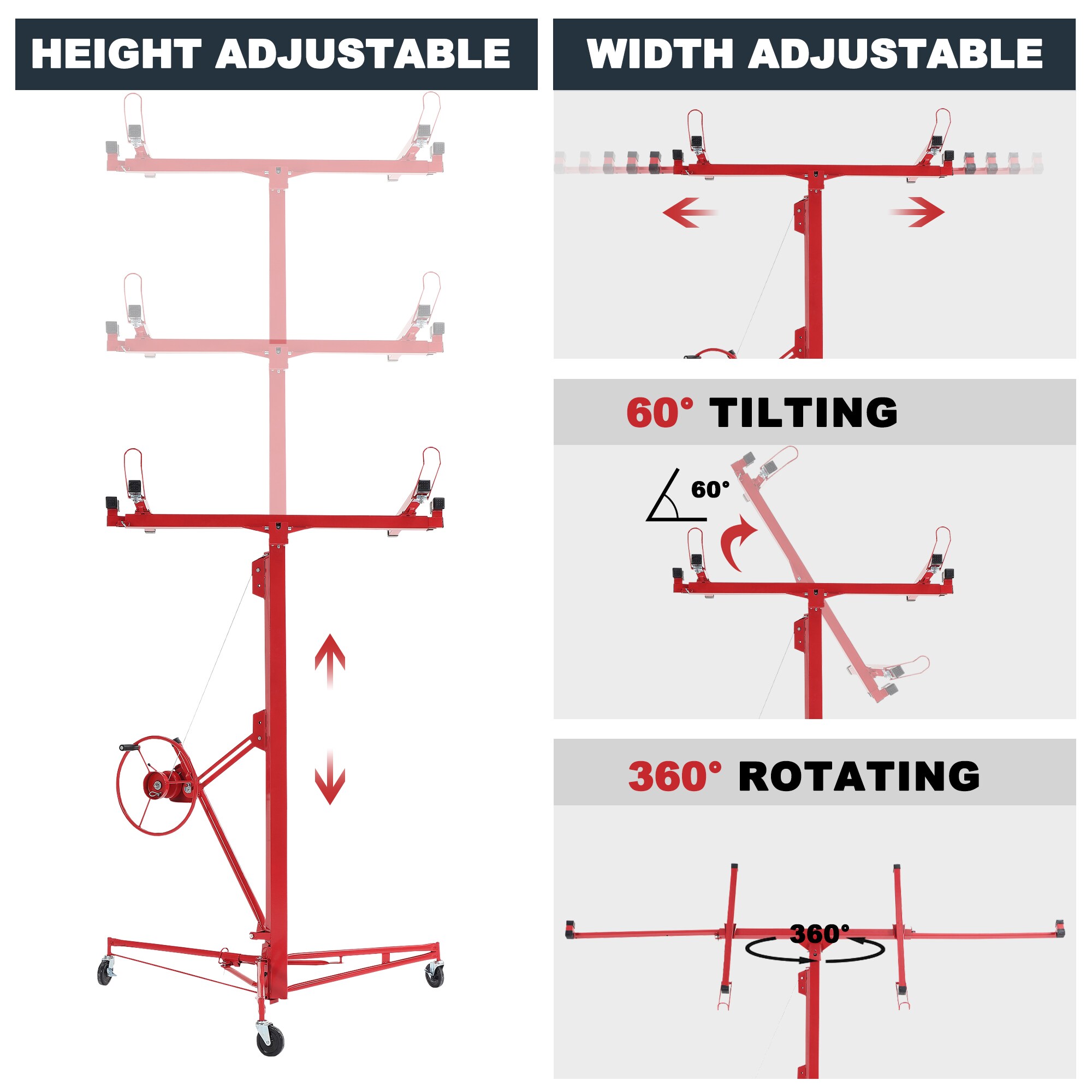 Siavonce 11ft Red Drywall Lift 11-ft H 150-lb Load Capacity Steel ...