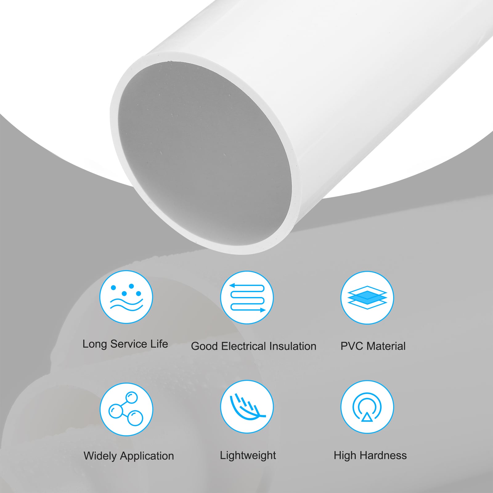 Unique Bargains 3.5-Inch PVC Rigid Tube Round Pipe 81.4mm-ID 90mm-OD ...