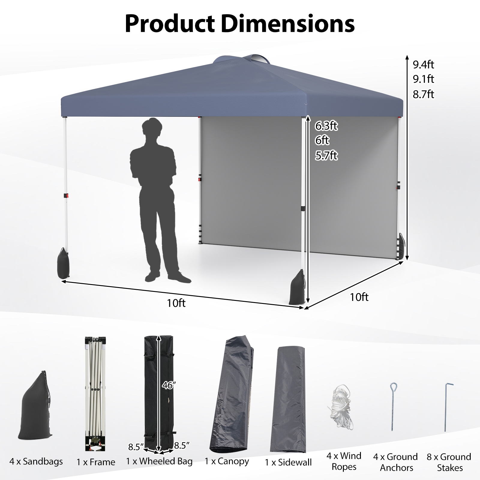 Ayelon 10-ft x 10-ft Square Gray Pop-up canopy in the Canopies ...