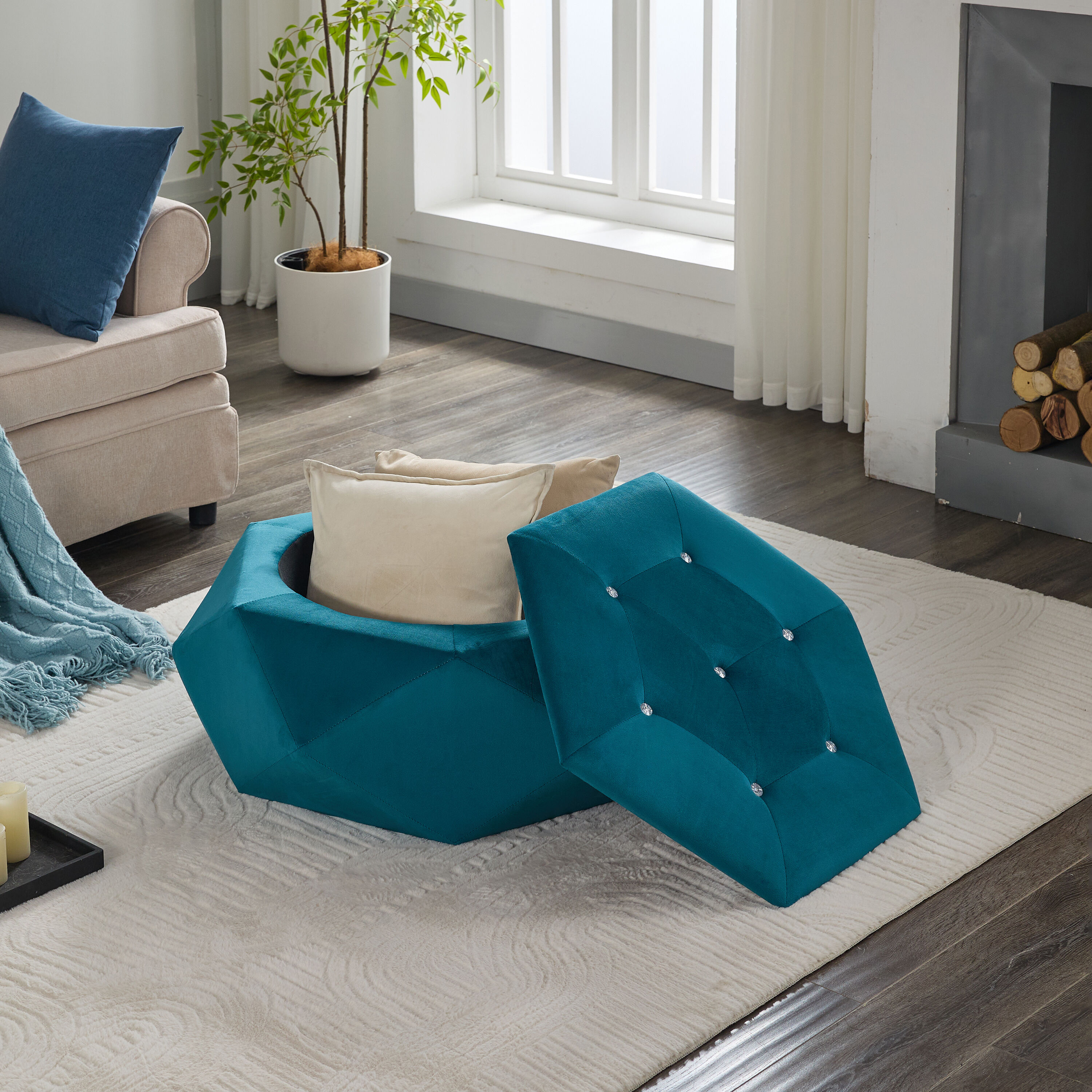 Christopher Knight Home Berkamn Elegant Velvet Polygon Diamond Tufted ...