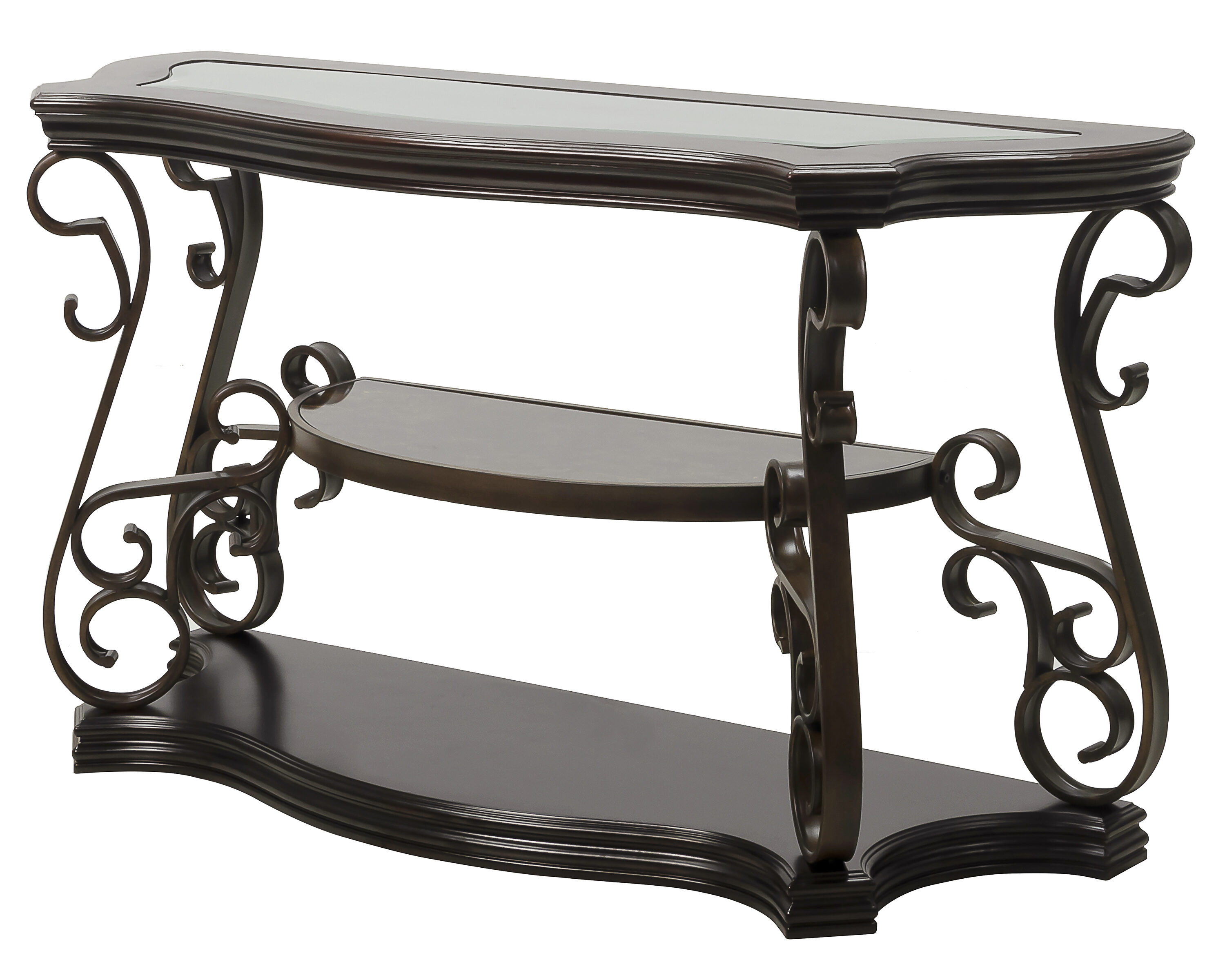 LUXEYARD Sofa Table Glass table top MDF W marble paper middle shelf ...