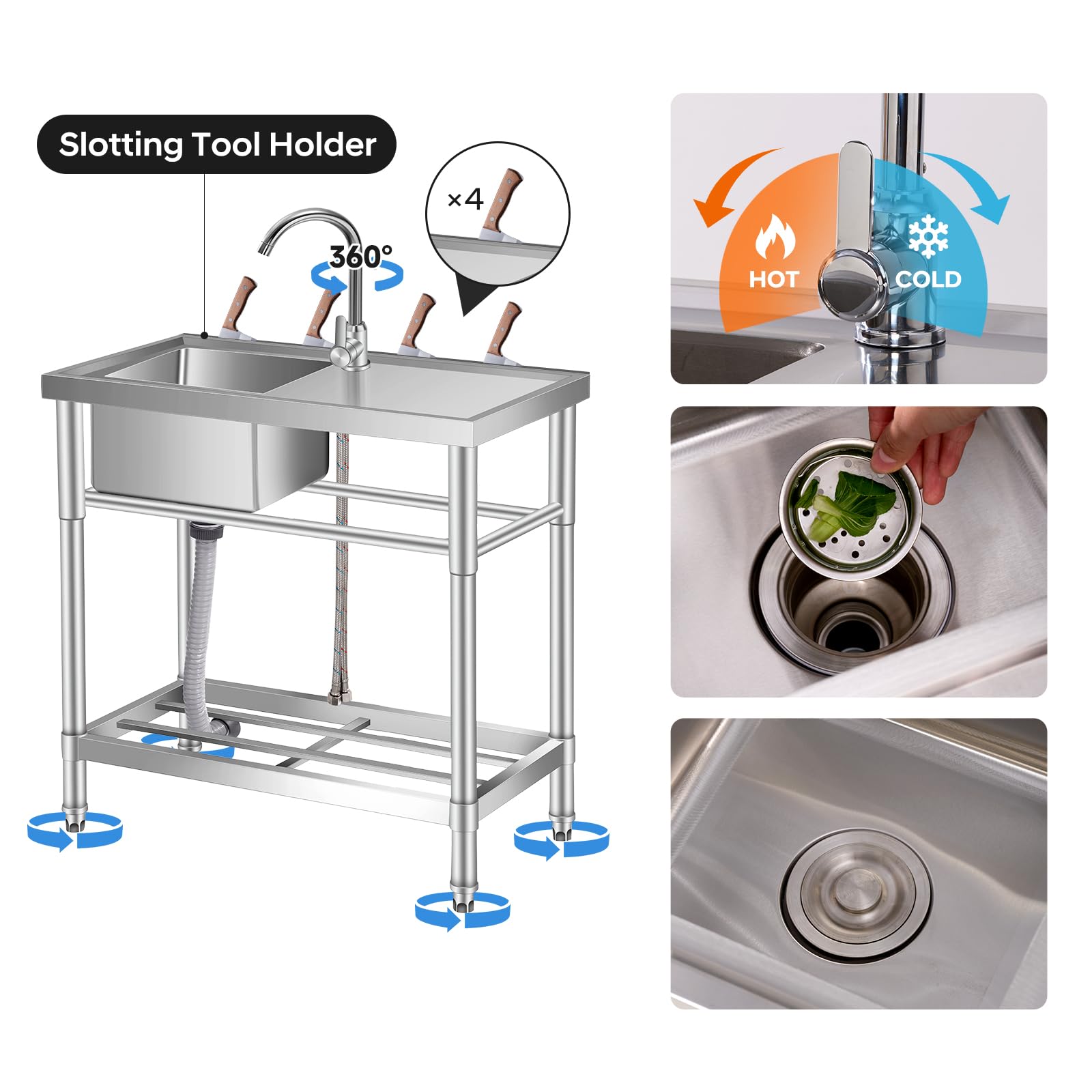 GarveeLife 30x16x30 Stainless Steel Commercial Utility Sink ...